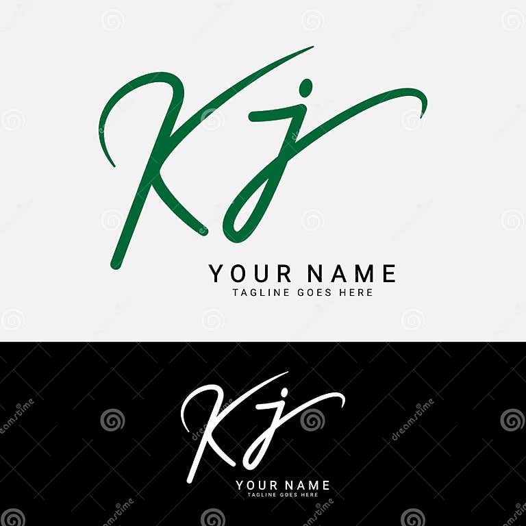 K, J, KJ Initial Letter Logo. Alphabet KJ Handwritten Signature Logo ...