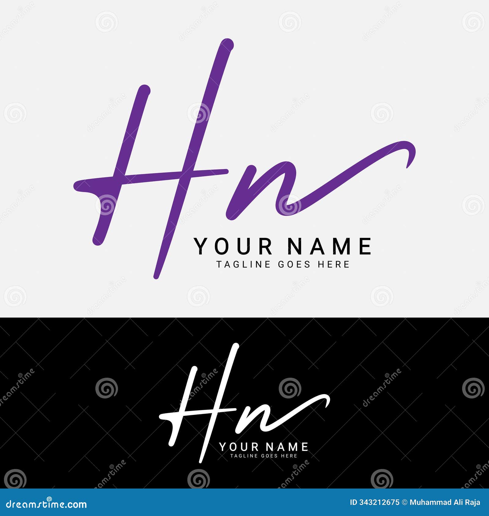 H, N, HN Initial Letter Logo. Alphabet HN Handwritten Signature Logo ...