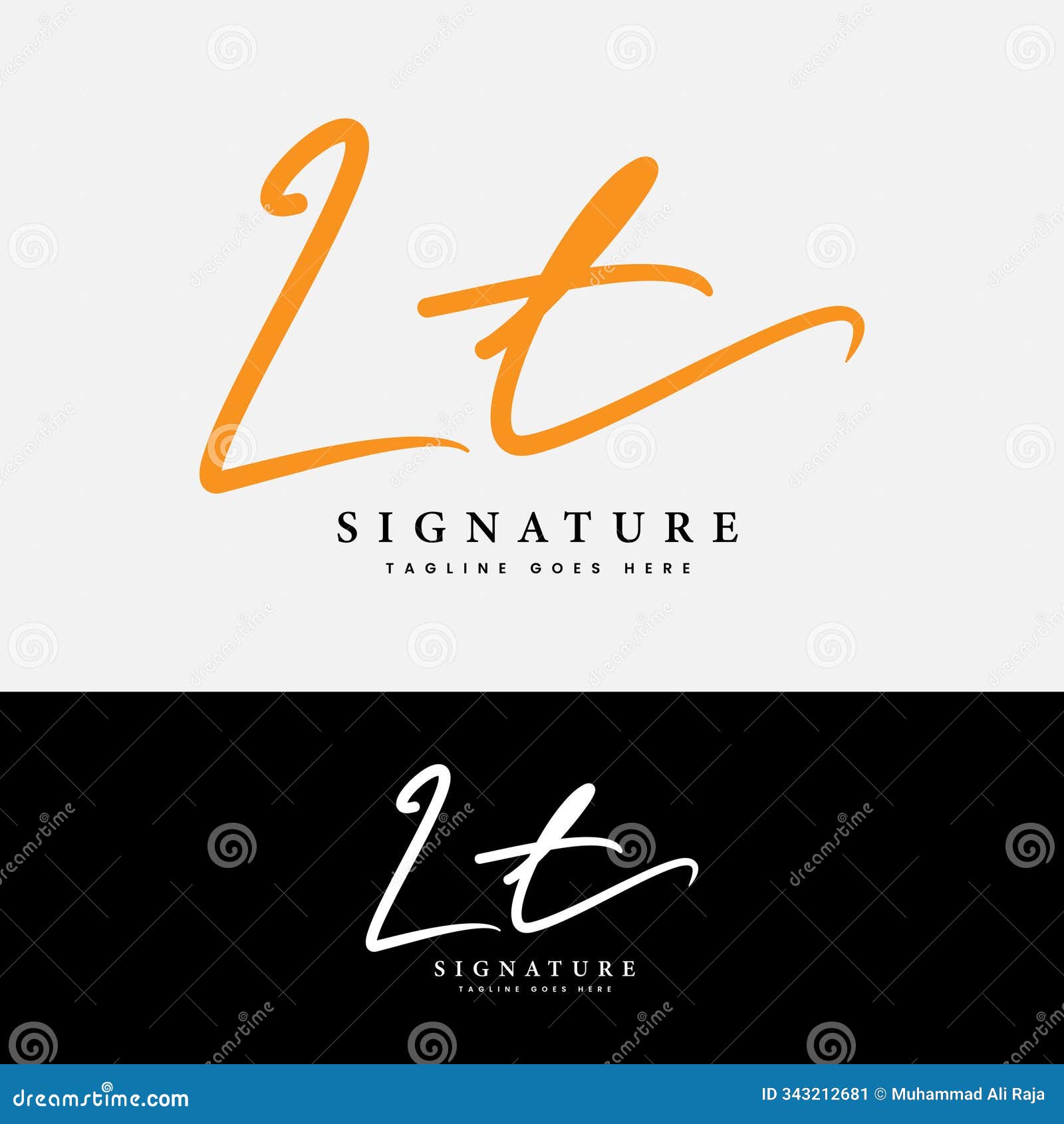 L, T, LT Initial Letter Logo. Alphabet LT Handwritten Signature Logo ...