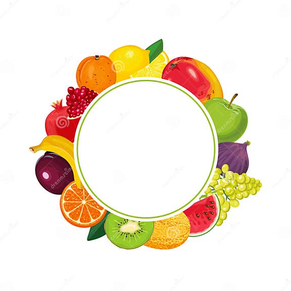 Fruits Round Frame with Copy Space for Text. Stock Illustration ...