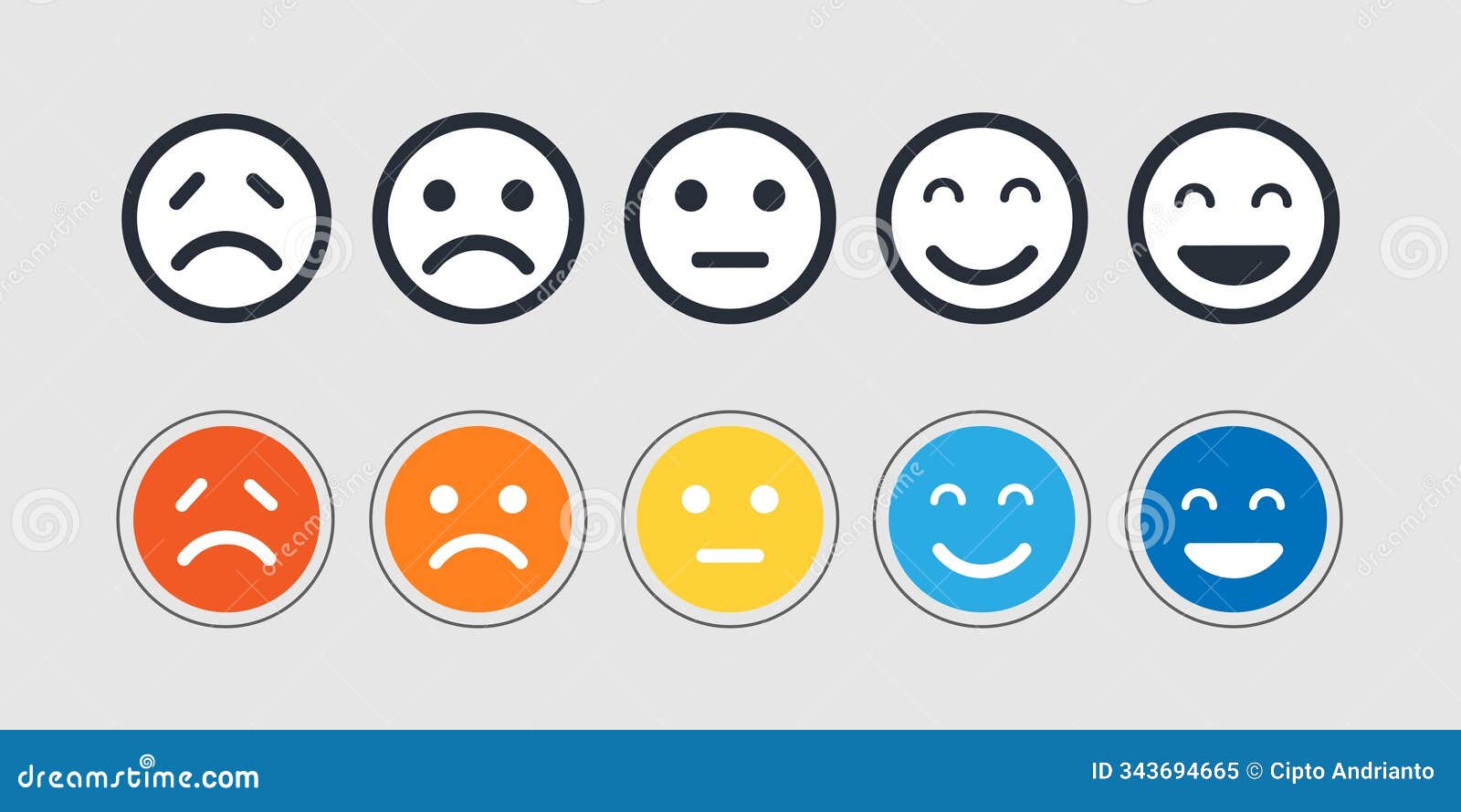Feedback Emoticons Emojis, Smiley Icon Set, Happy, Neutral, Sad, Emoji ...