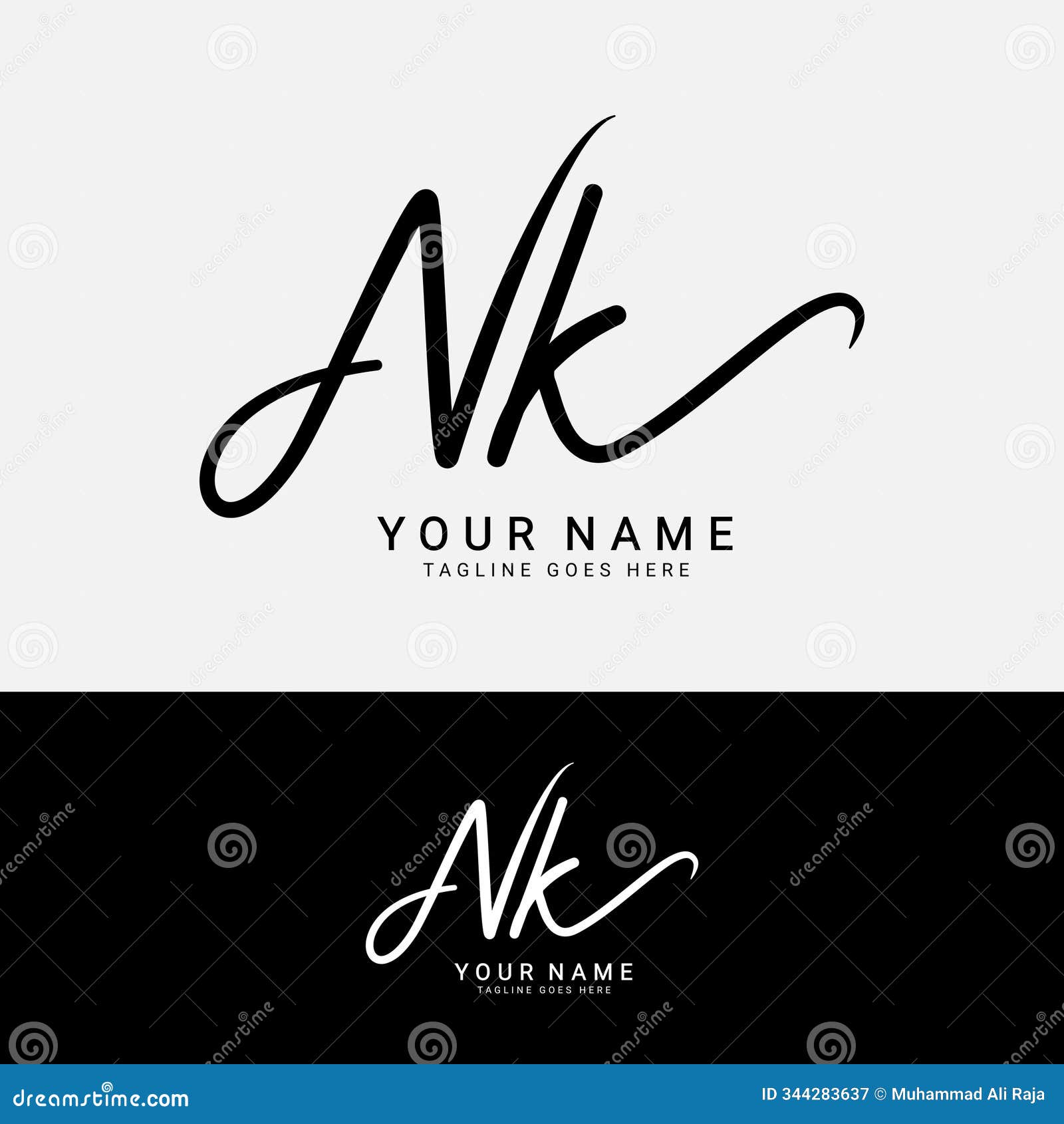 N, K, NK Initial Letter Logo. Alphabet NK Handwritten Signature Logo ...