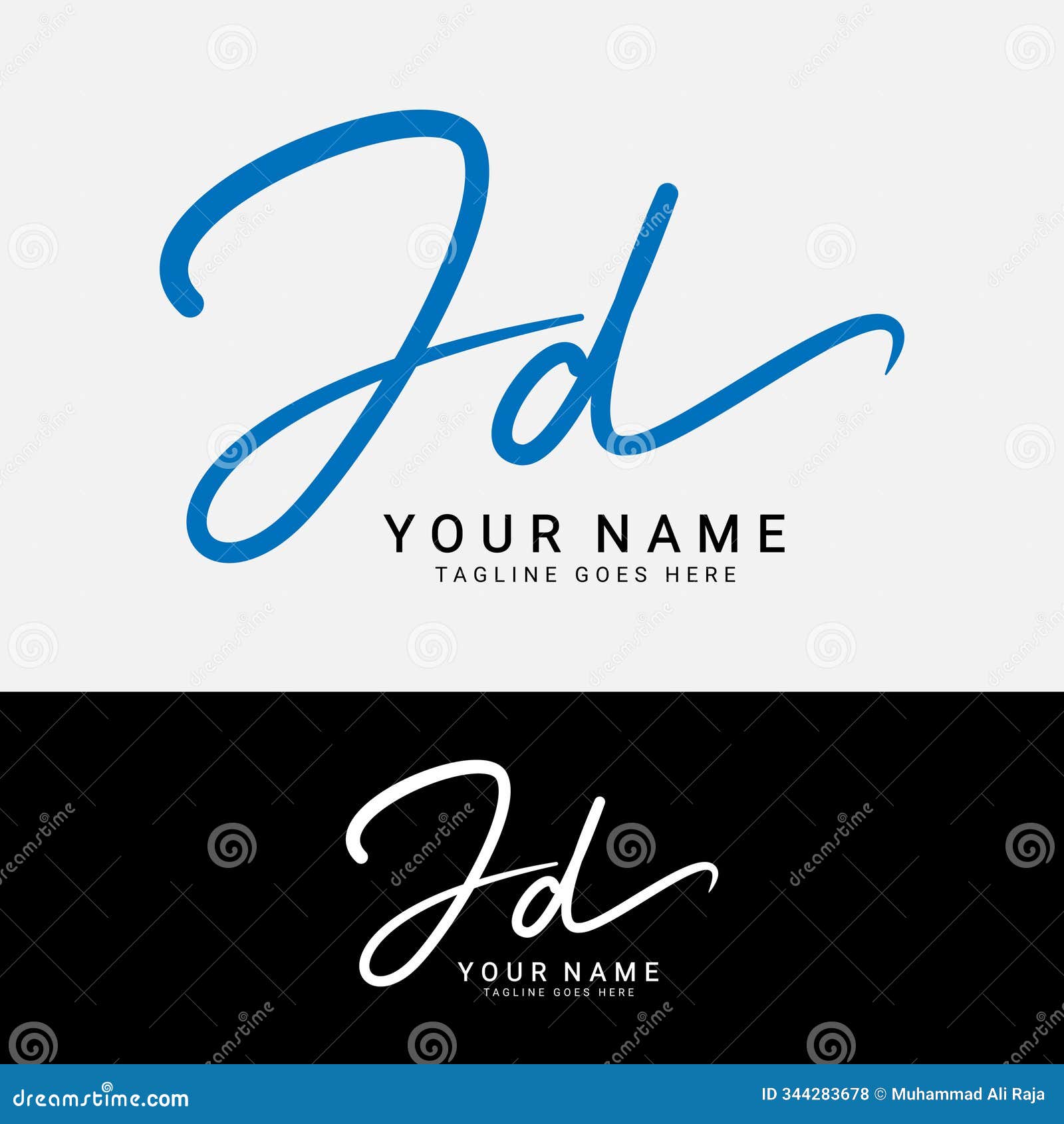 J, D, JD Initial Letter Logo. Alphabet JD Handwritten Signature Logo ...
