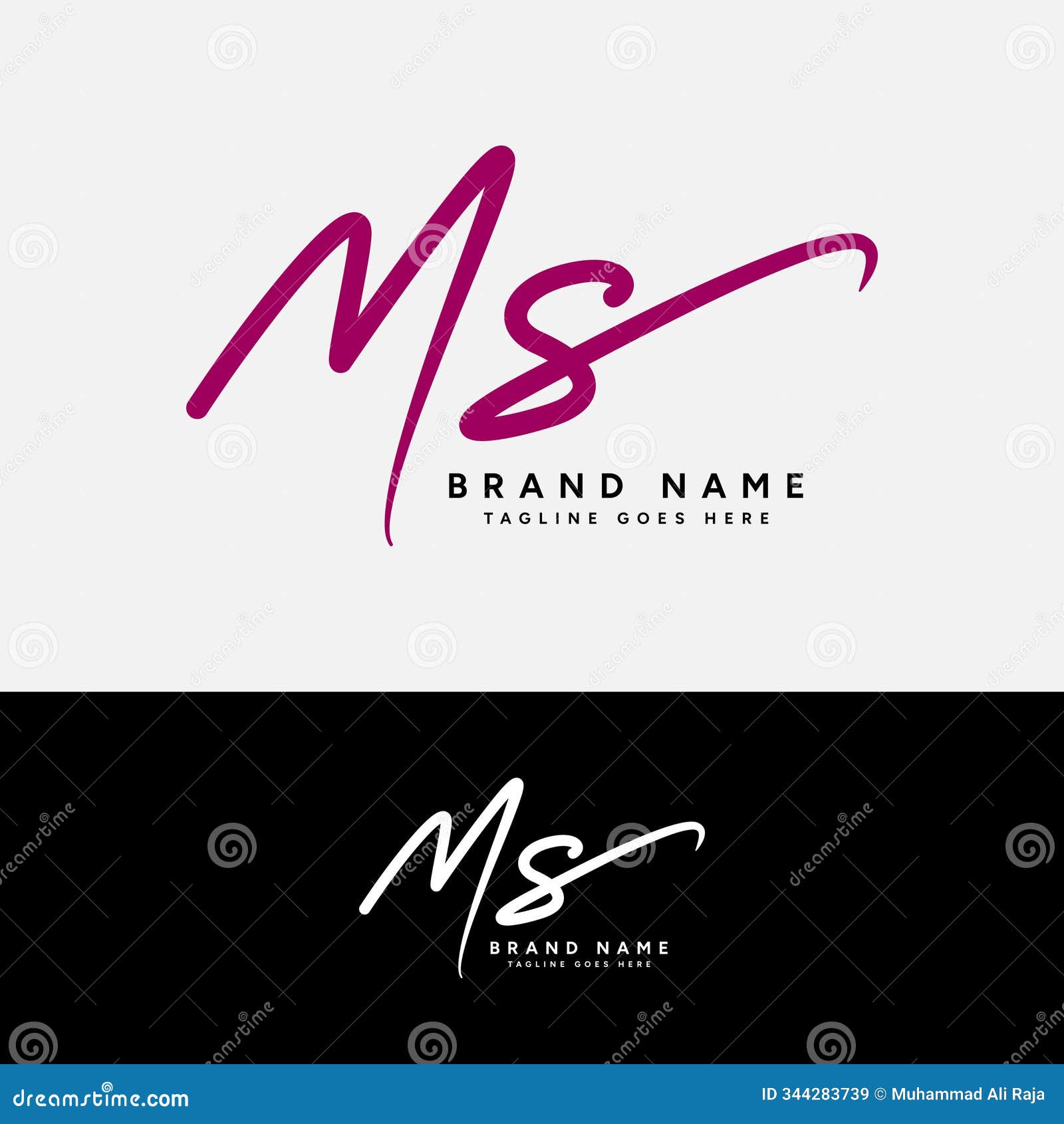 M, S, MS Initial Letter Logo. Alphabet MS Handwritten Signature Logo ...