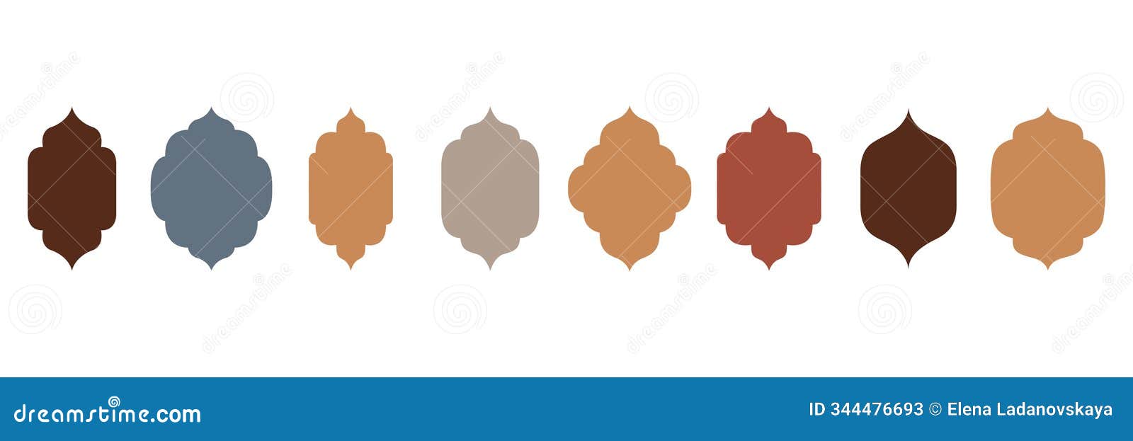 Islamic Frames. Set Of Beige Arabian Borders On White Background ...