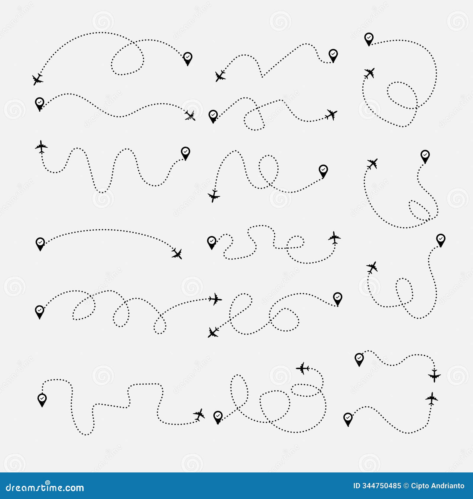 Airplane Routes. Travel Vector Icon. Travel From Start Point And Dotted ...