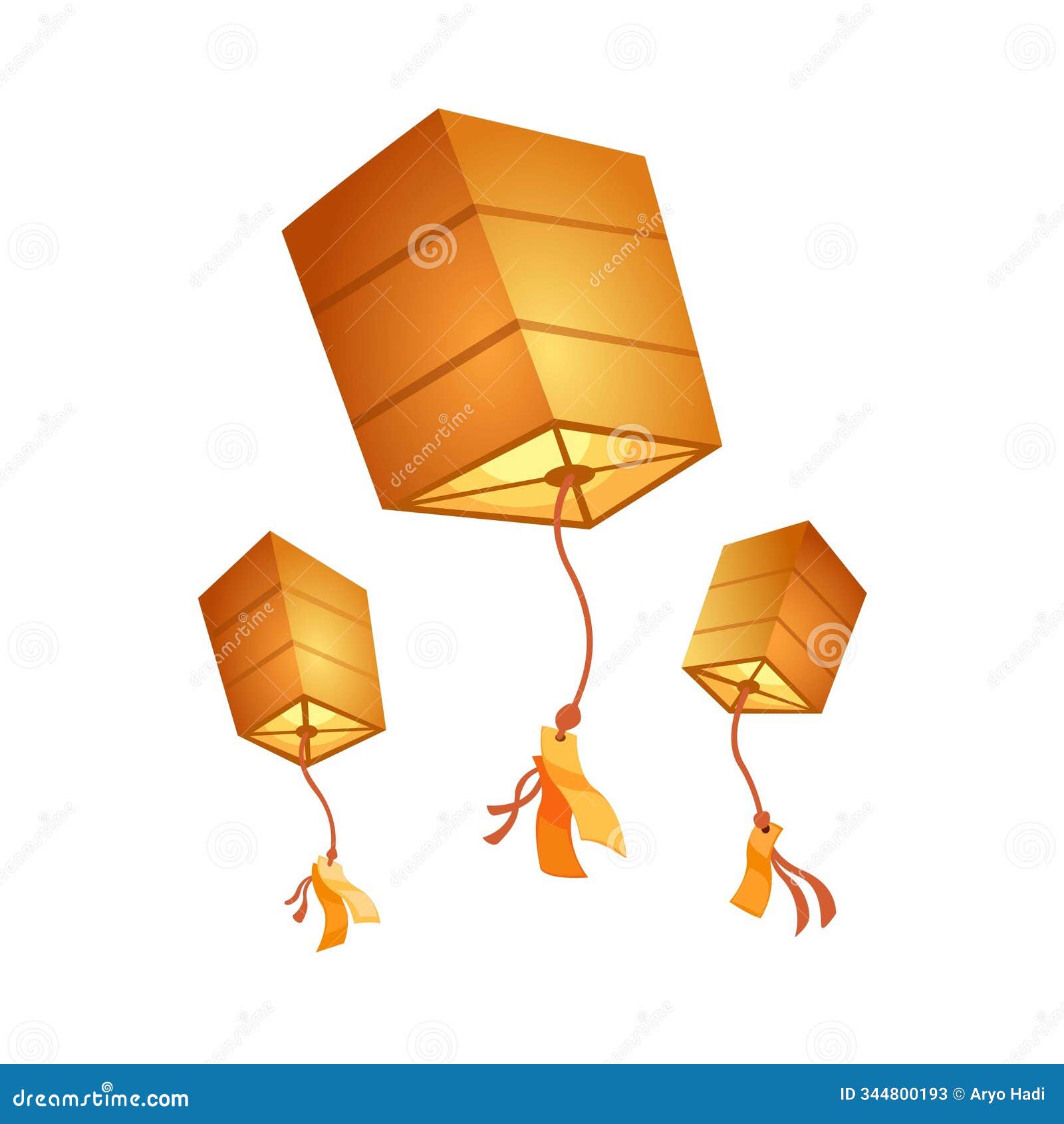 Flying Fire Lantern Symbol Sky Lantern Festival Cartoon Illustration ...