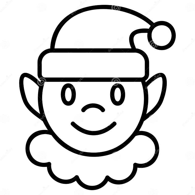 Christmas Elf Black Outline Icon Stock Vector - Illustration of ...