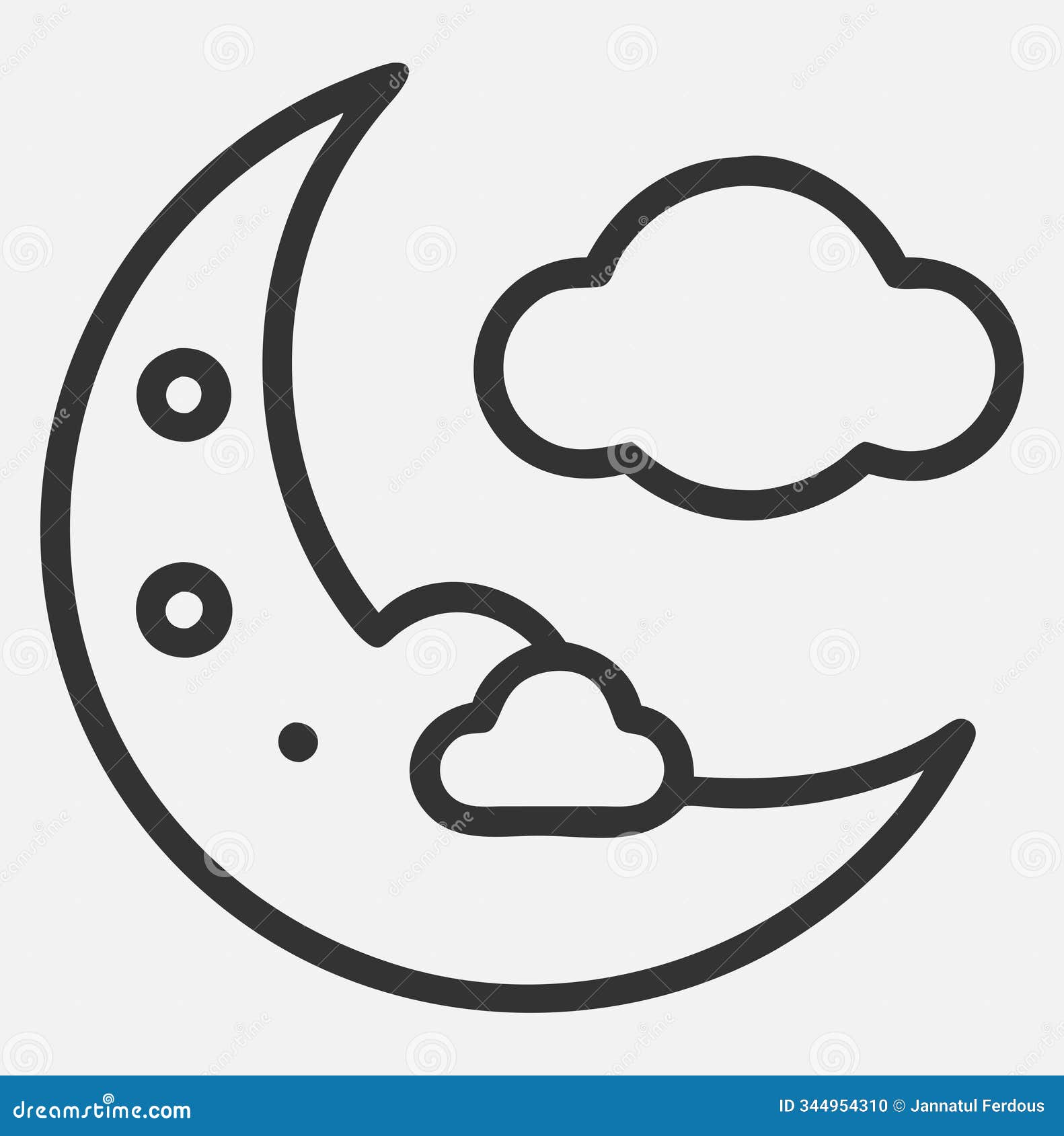Elegant Moon Icon Line Art Illustration , Minimalist Celestial Symbol ...