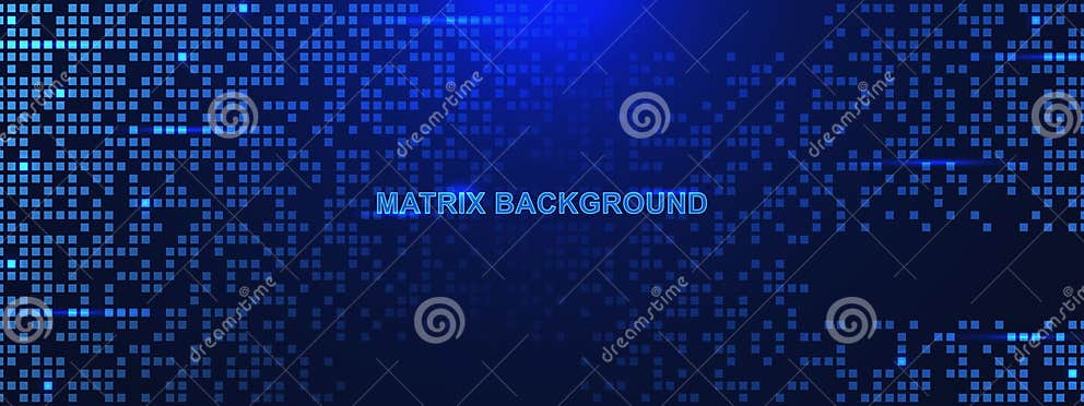 Futuristic Computer Matrix with Glowing Particles. Big Data, Corrupted ...