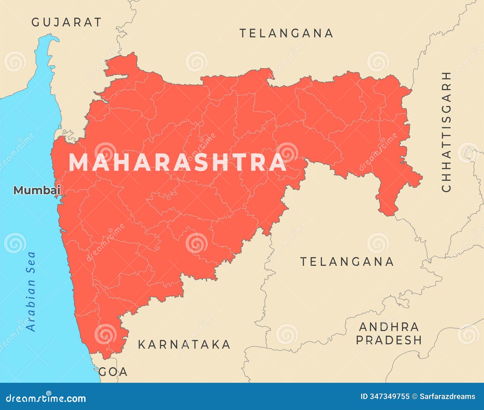 Maharashtra Map. District Names In Maharashtra. Maharashtra Map With ...