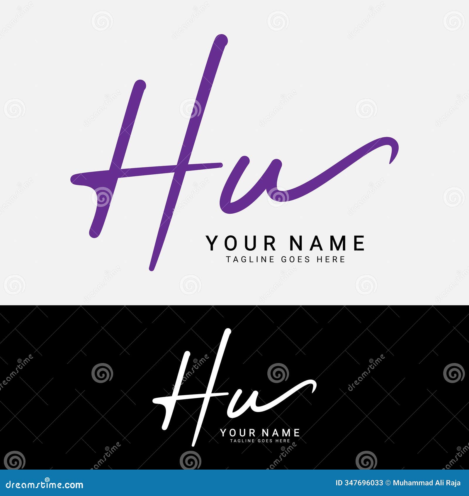 H, U, HU Initial Letter Logo. Alphabet HU Handwritten Signature Logo ...