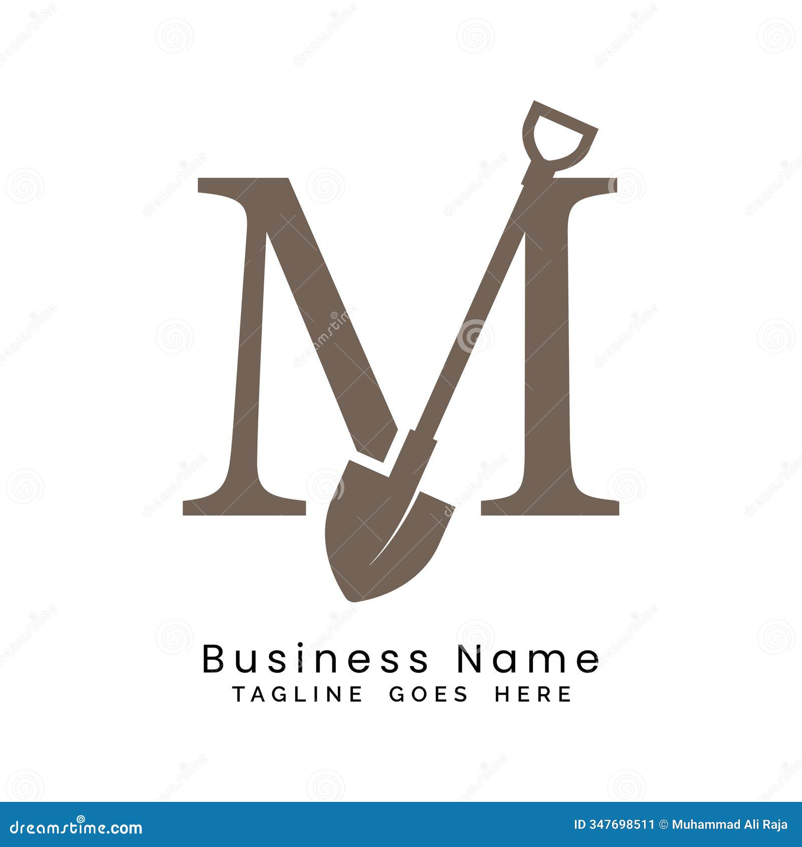 Letter M Shovel Logo Design. Alphabet M Construction Icon Stock Vector ...