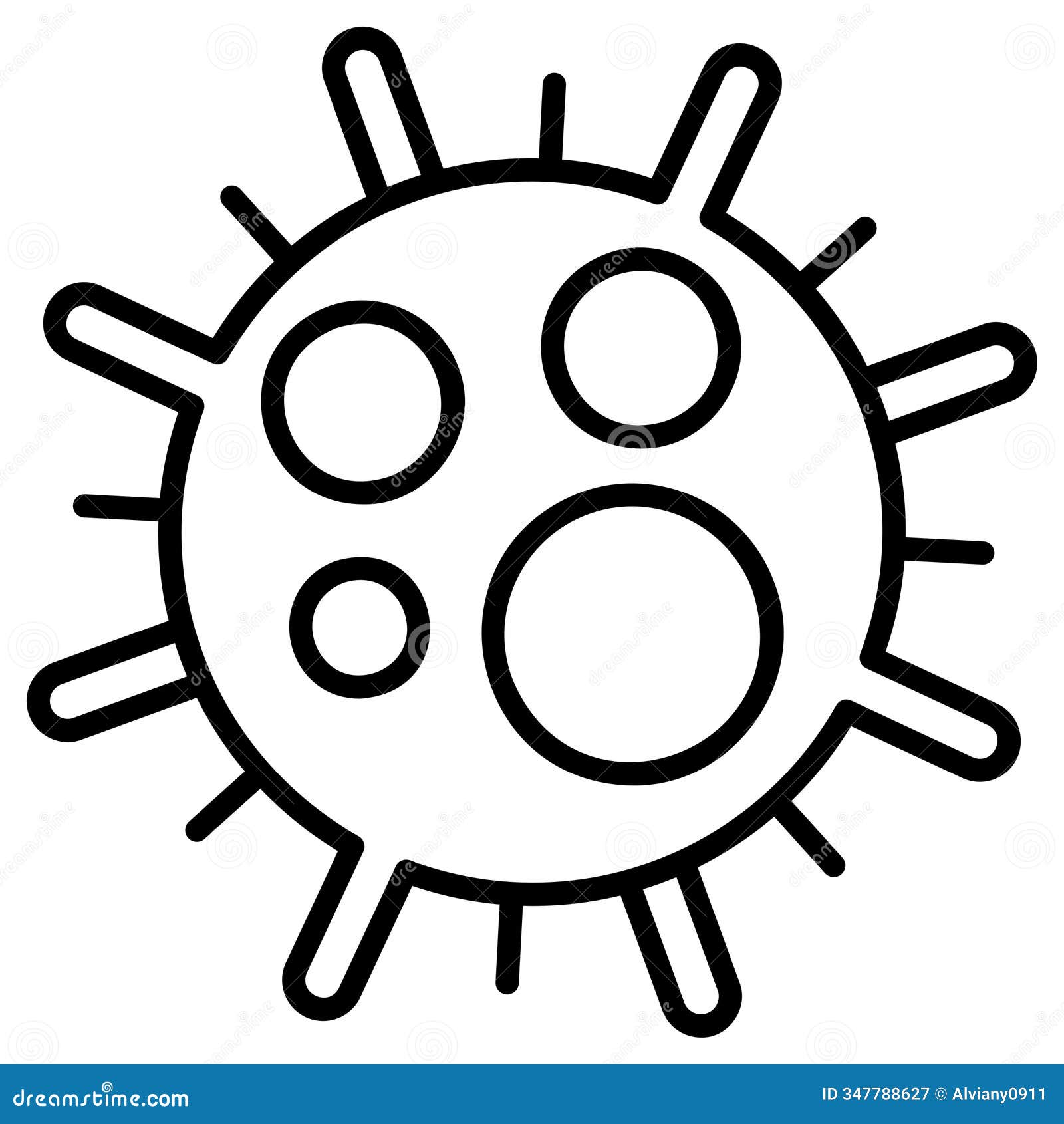 Virus Outline Icon Flat Illustration Vector Stock Vector - Illustration ...