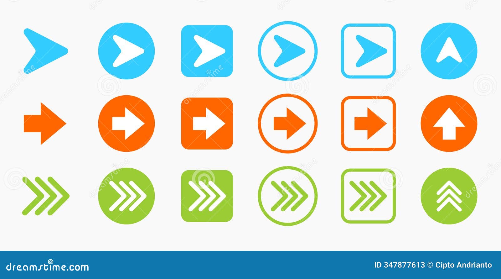 Colorful Directional Arrow Icons Set Arrow Symbols Isolated on White ...