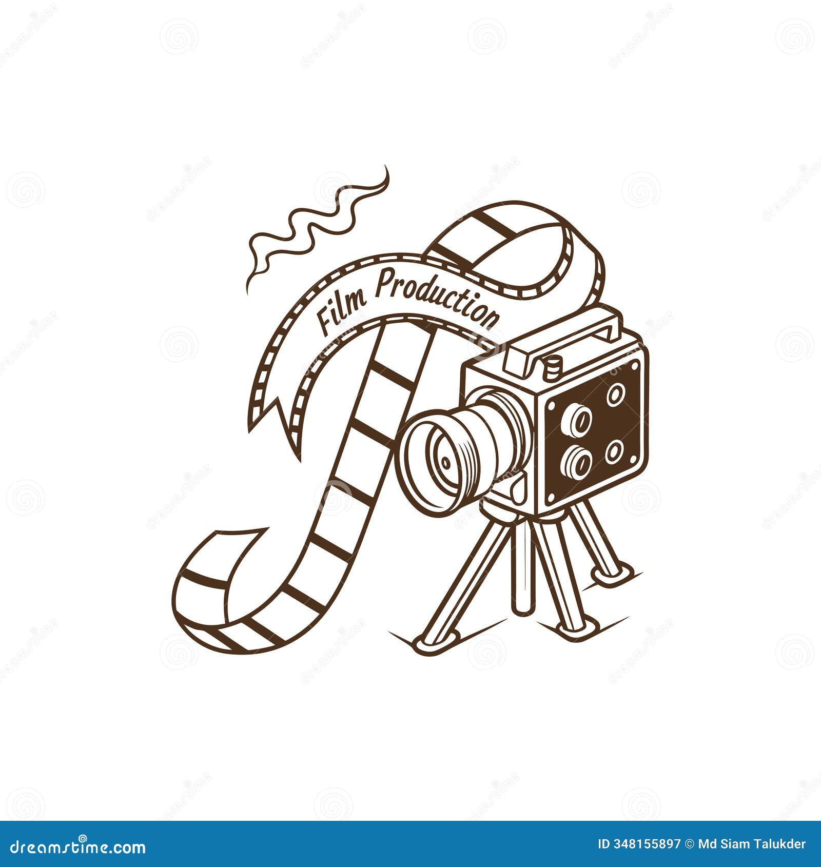 Hand Drawn Vintage Style Film Production Logo Design Template with ...