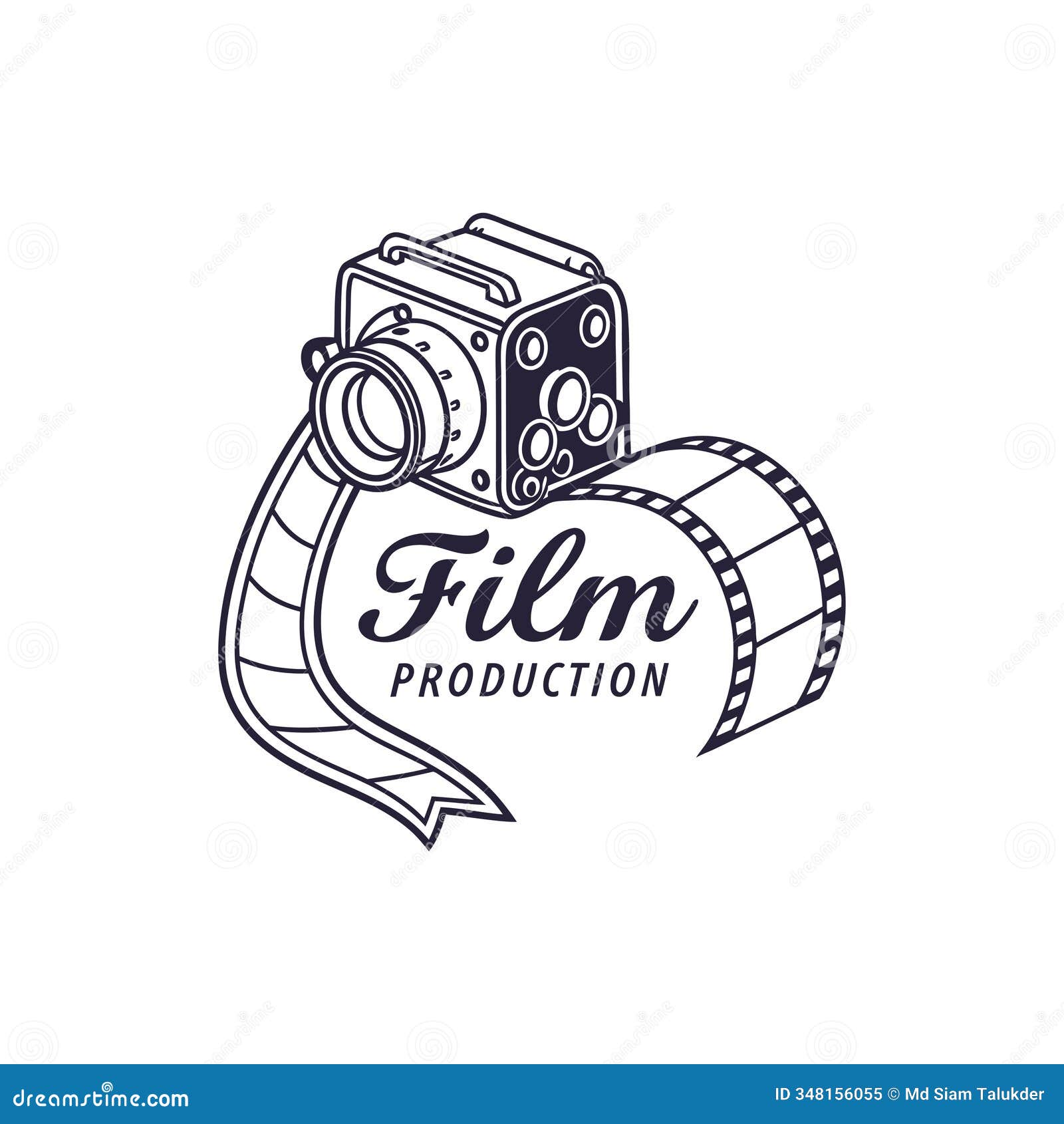 Hand Drawn Vintage Style Film Production Logo Design Template with ...