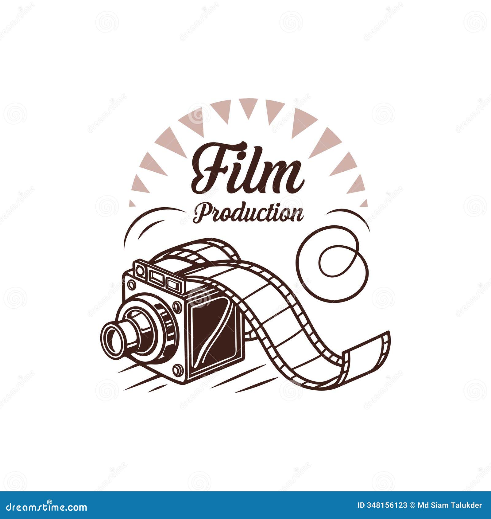 Hand Drawn Vintage Style Film Production Logo Design Template with ...