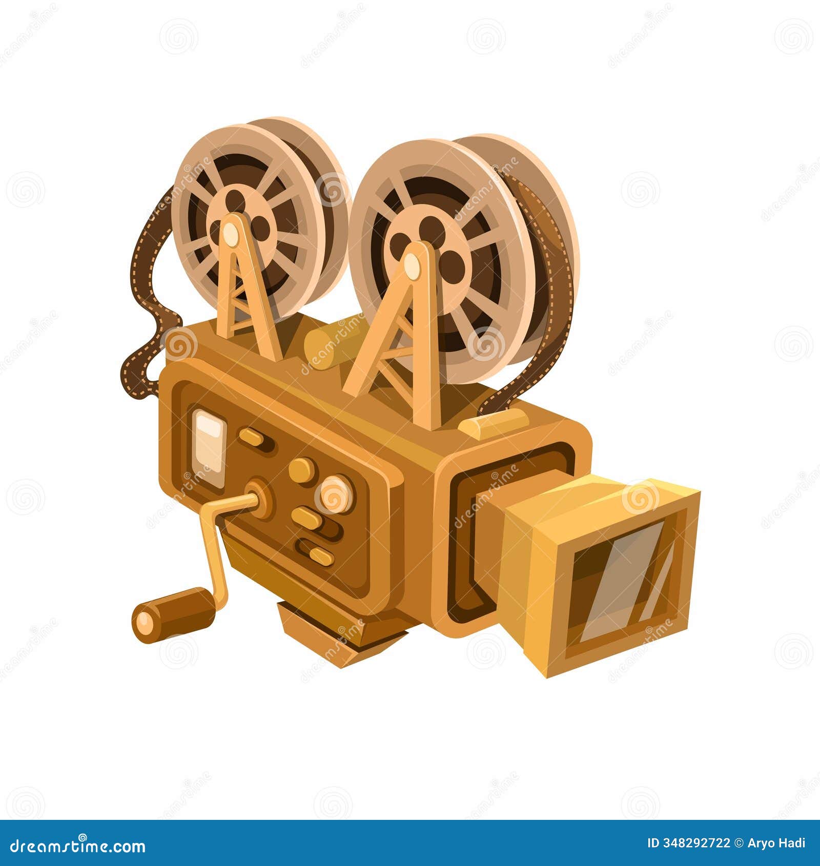 Vintage Movie Projector Device Cartoon Illustration Vector Stock ...