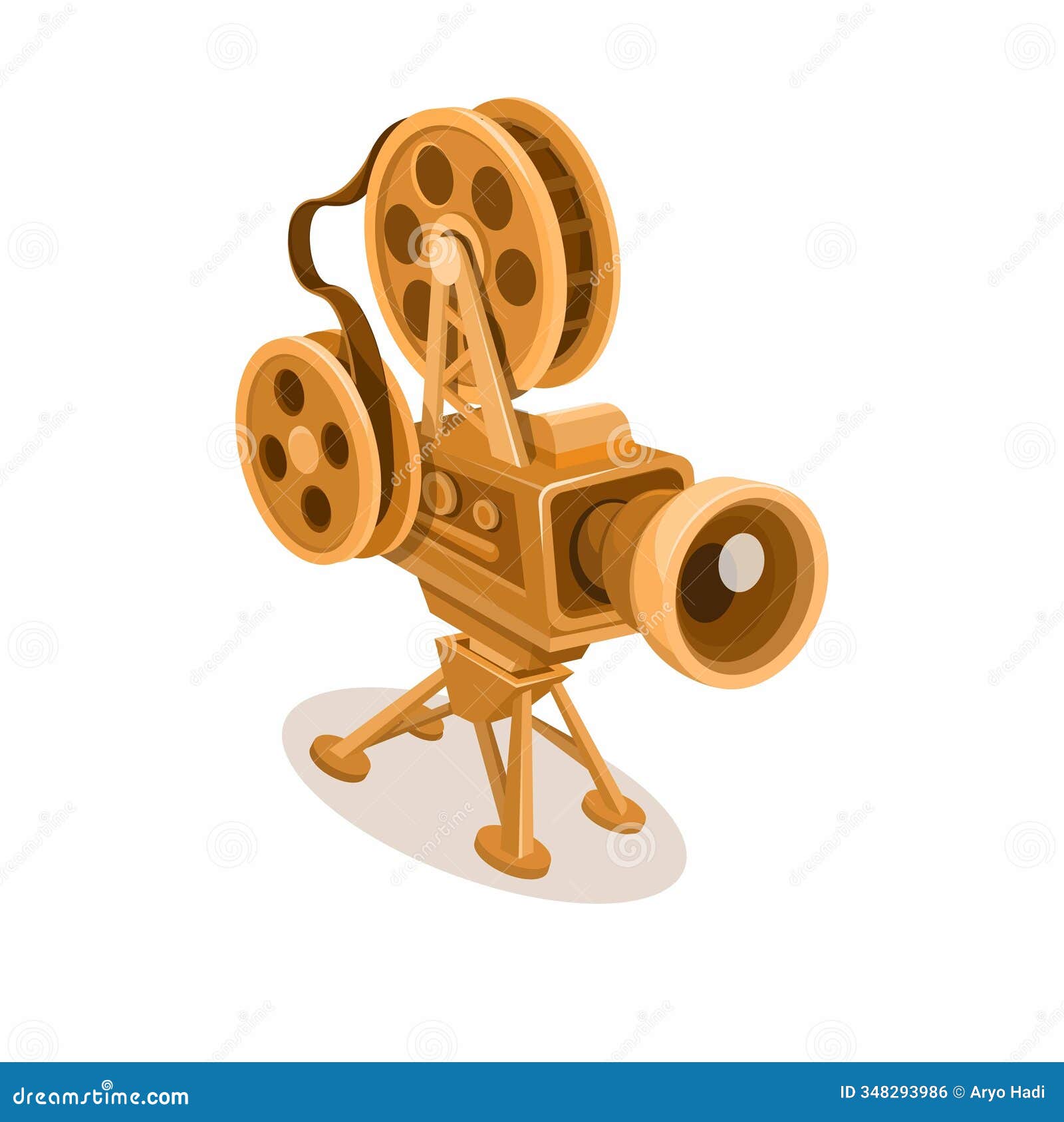 Vintage Cinema Projector Cartoon Illustration Vector Stock Illustration ...