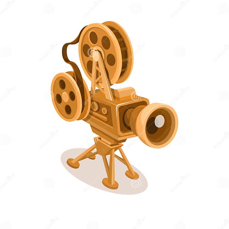 Vintage Cinema Projector Cartoon Illustration Vector Stock Illustration ...