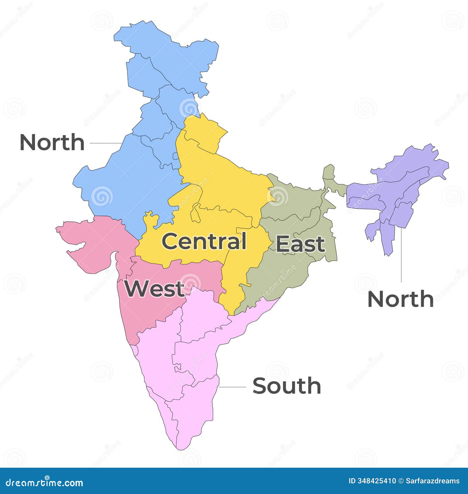 Gujarat Map With Zone Wise Vector Illustration | CartoonDealer.com ...