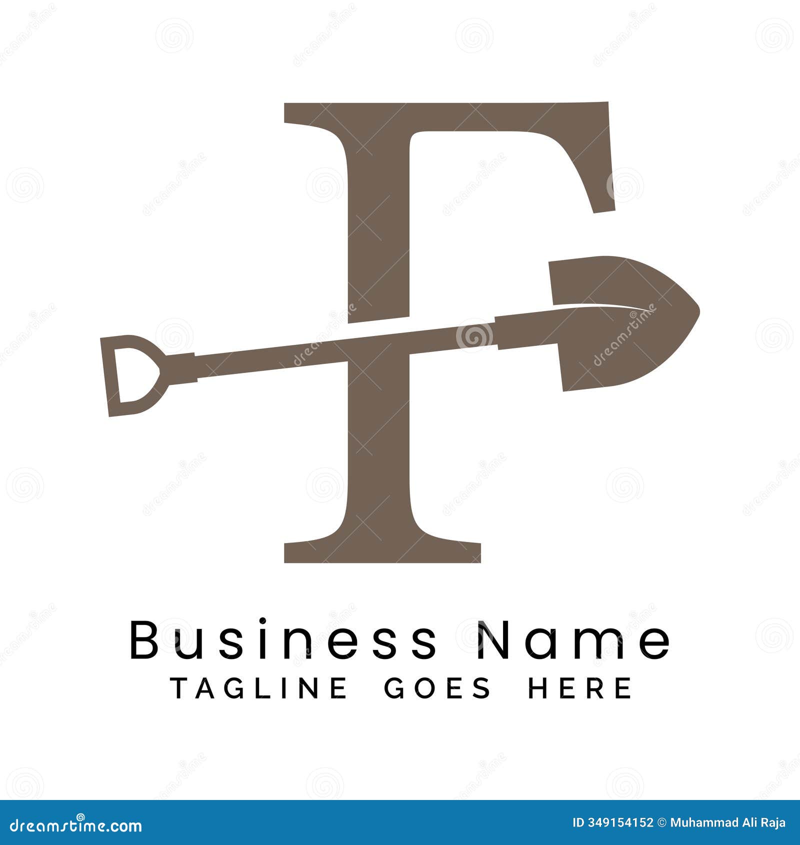 Letter F Shovel Logo Design. Alphabet F Construction Icon Stock Vector ...