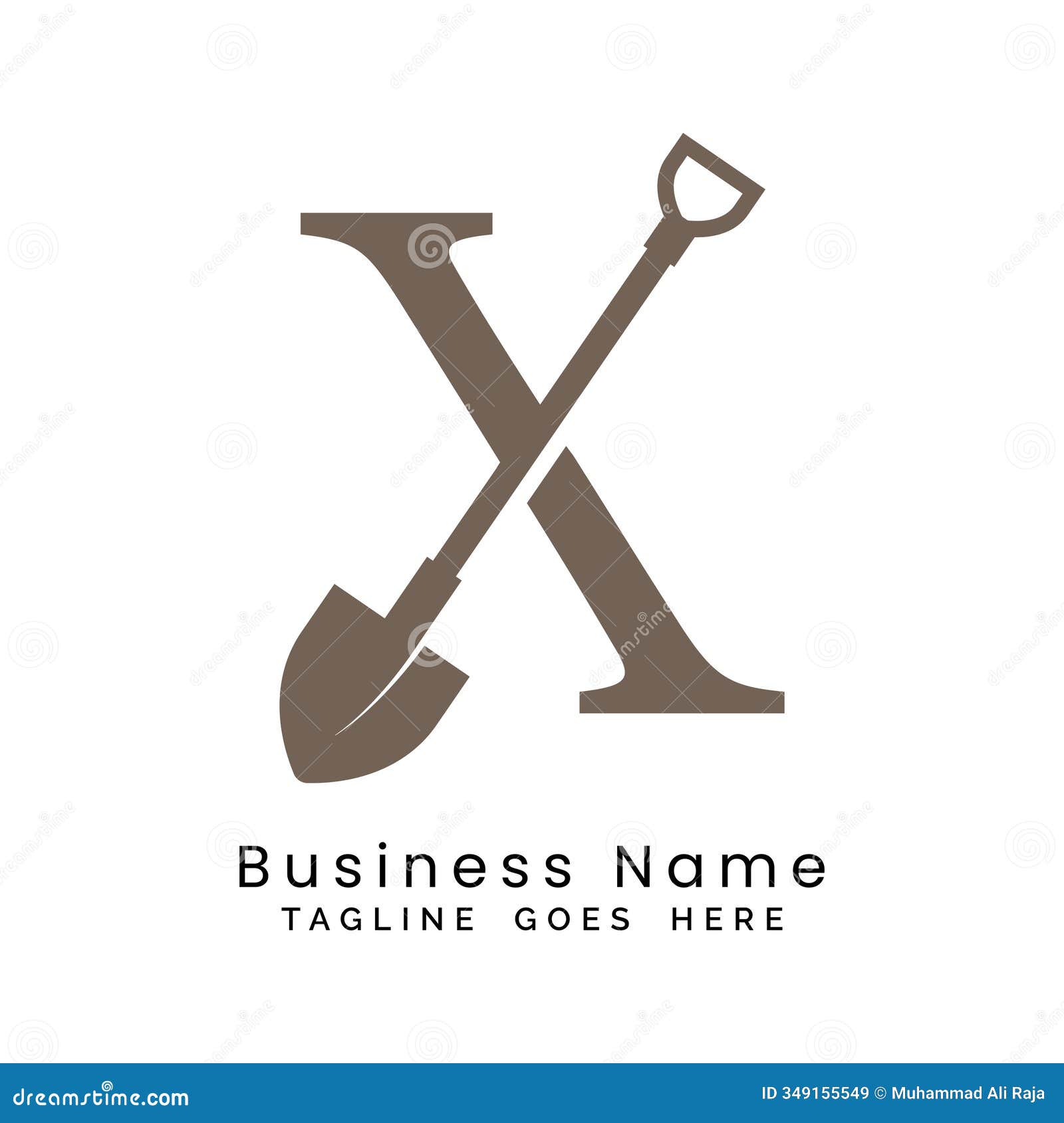 Letter X Shovel Logo Design. Alphabet X Construction Icon Stock Vector ...