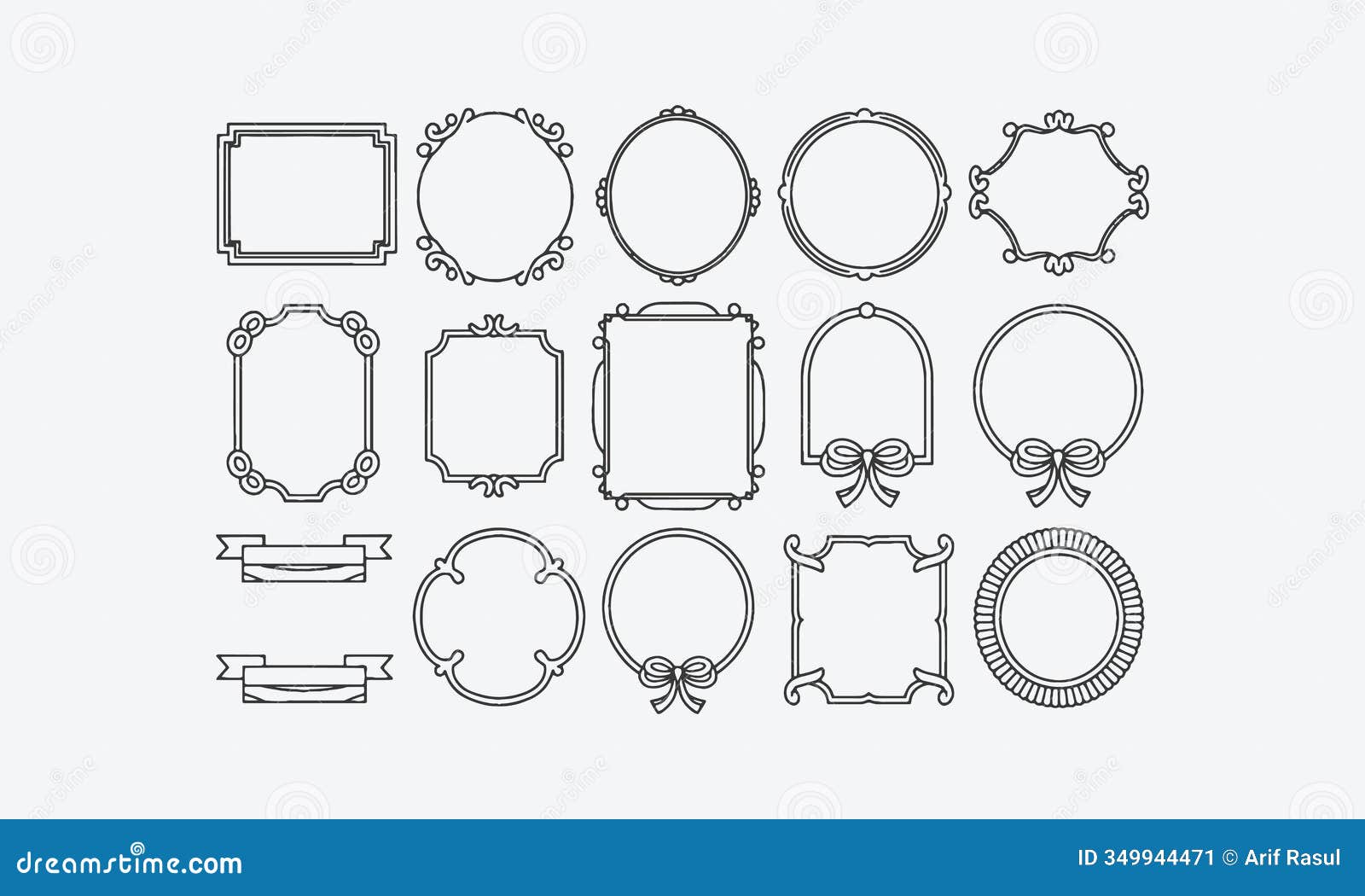 Minimalist Hand Drawn Vector Frames Collection Design 5 Stock ...