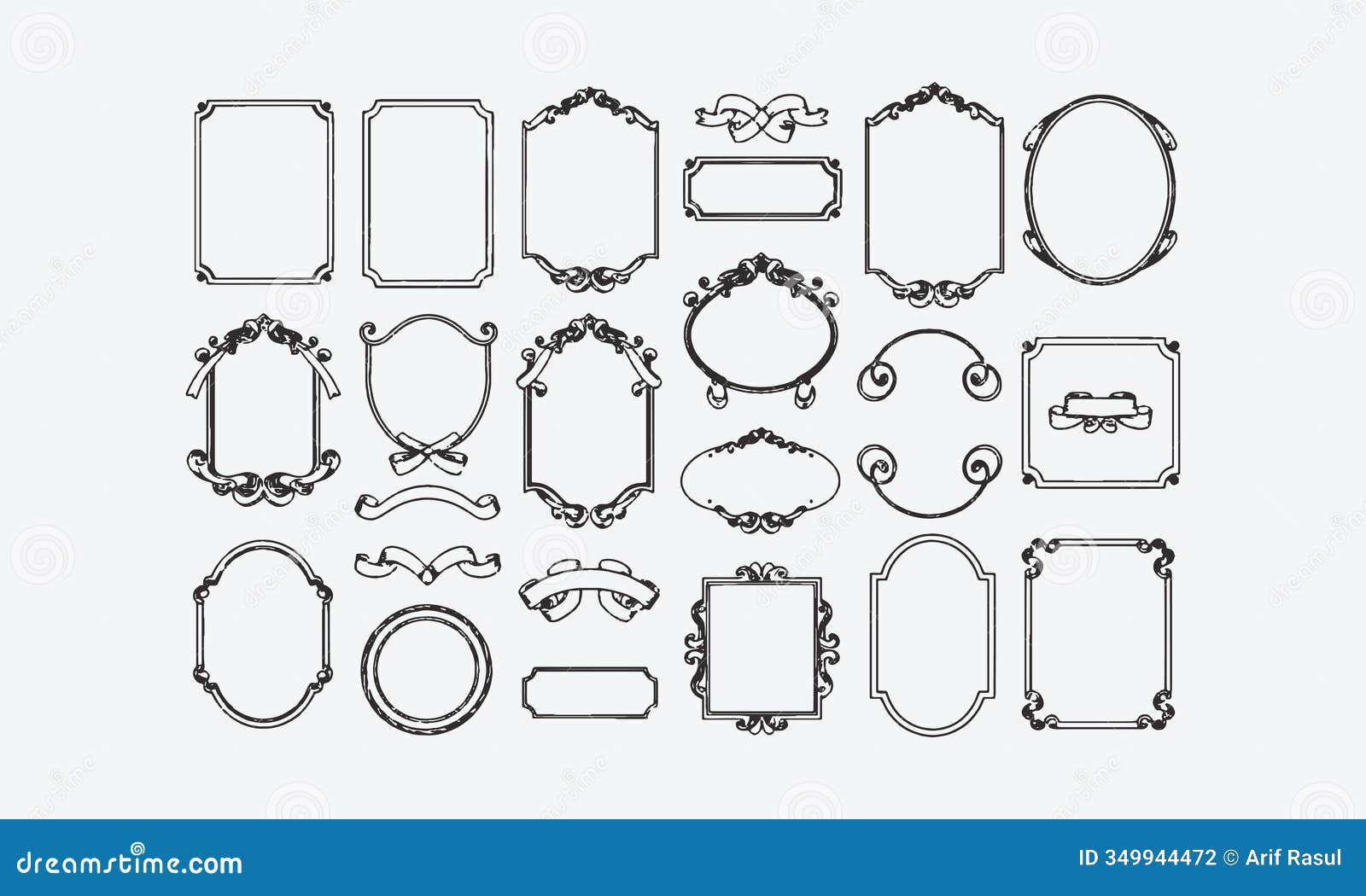 Minimalist Hand Drawn Vector Frames Collection Design 4 Stock ...