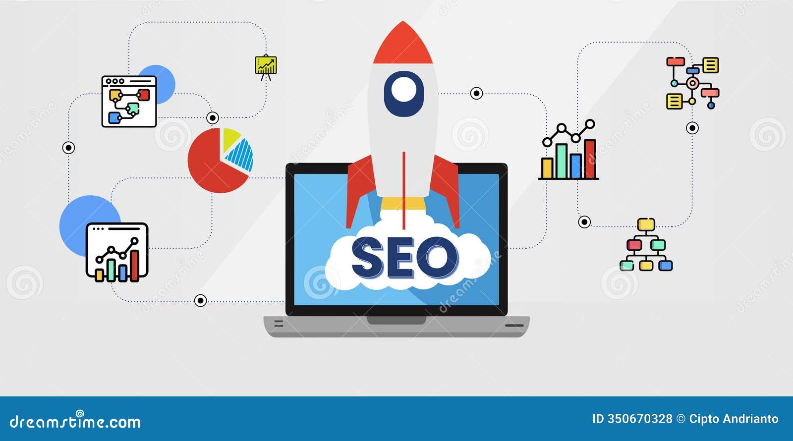 SEO Rocket Launch Computer Concept, Chart, Diagram, Analytic Stock ...