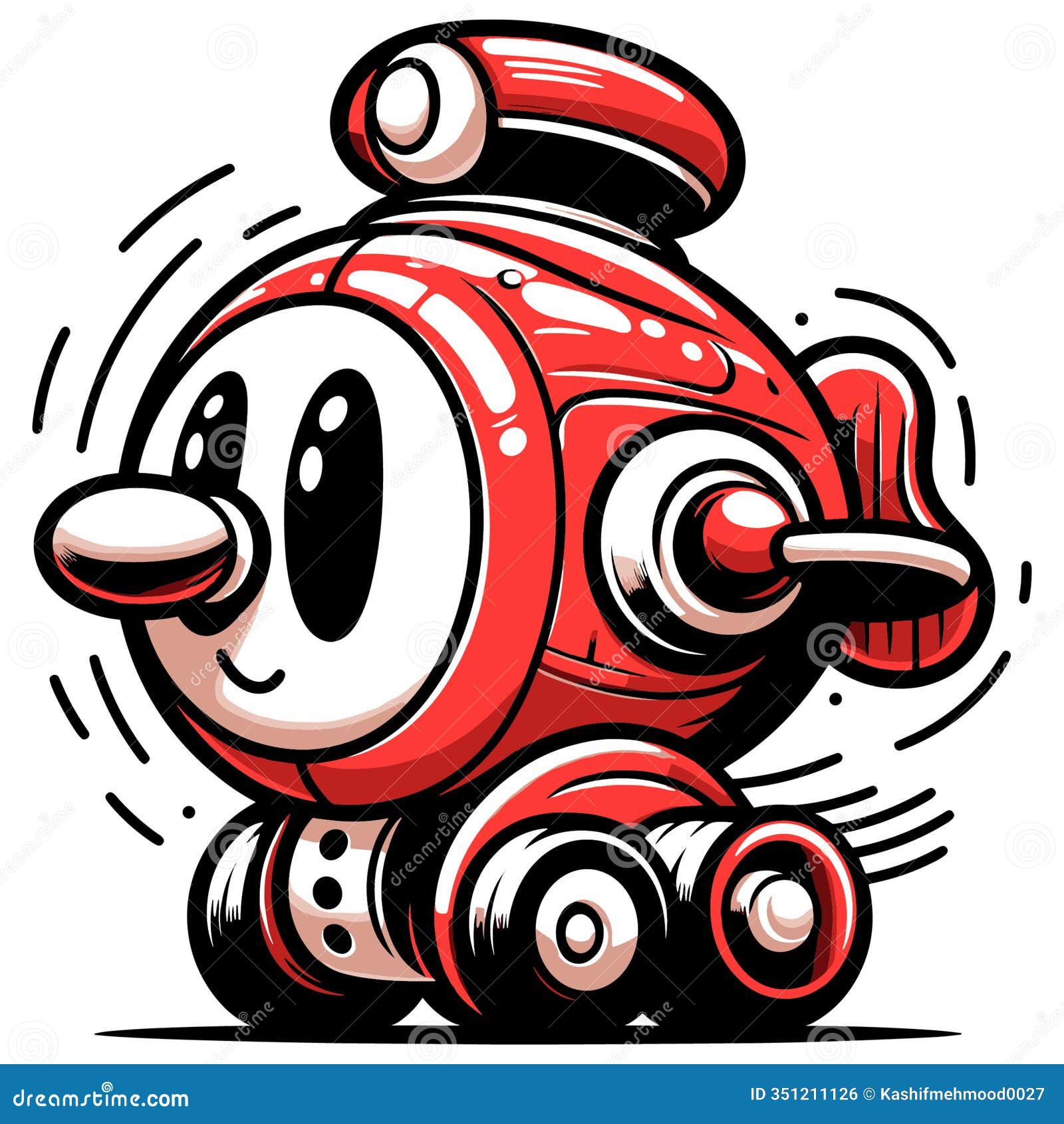 Adorable Cartoon Red Toy Robot Illustration with Playful Design Stock ...
