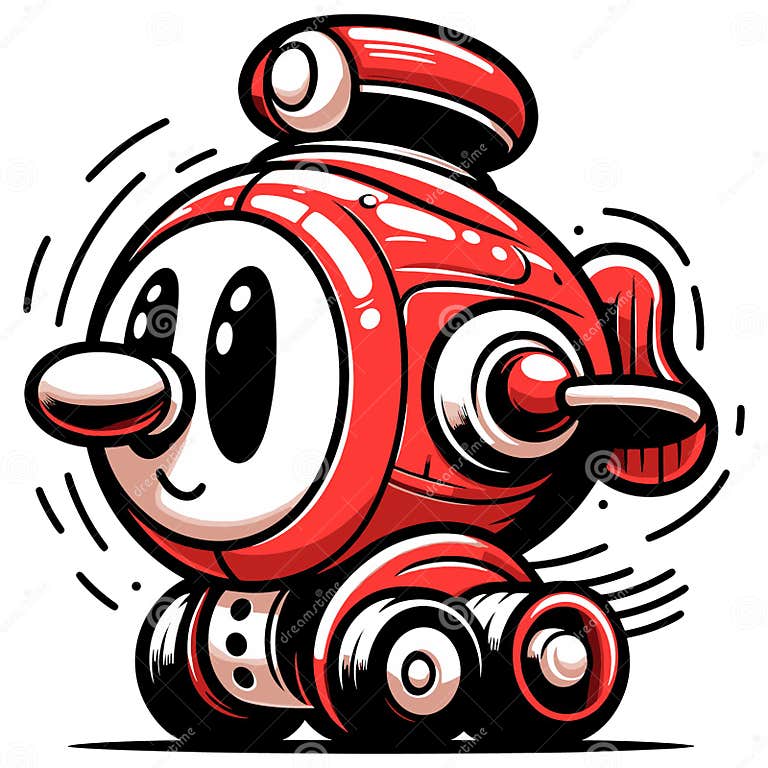 Adorable Cartoon Red Toy Robot Illustration with Playful Design Stock ...