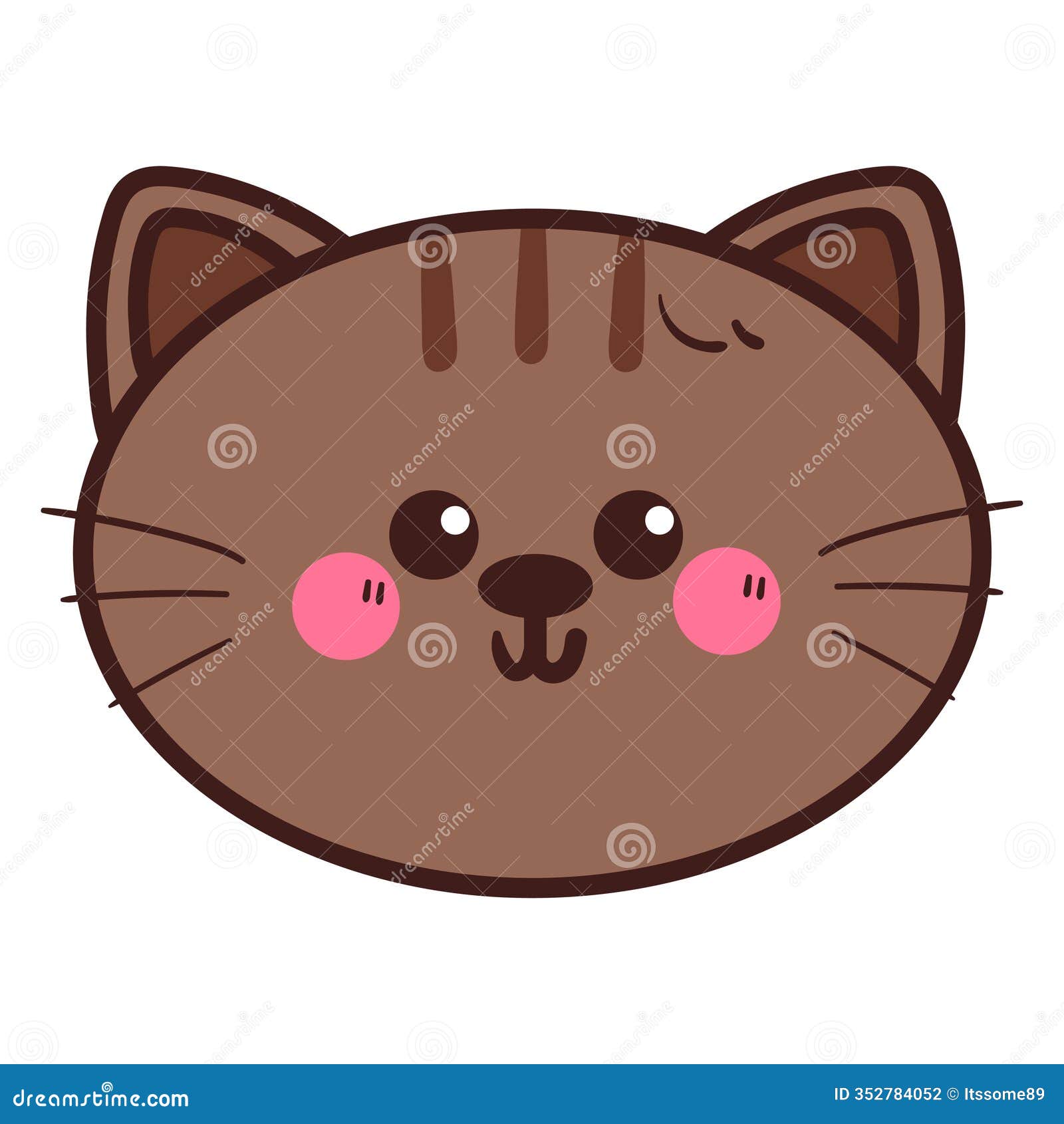 Hand Drawing Cartoon Cat Head. Cute Animal Drawing Stock Vector ...