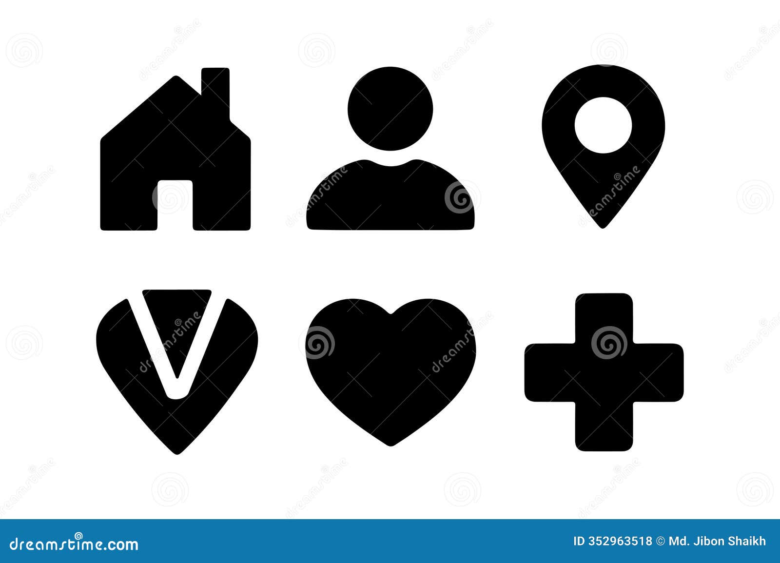 Set of Simple Black Icons for User Interface Design Stock Illustration ...