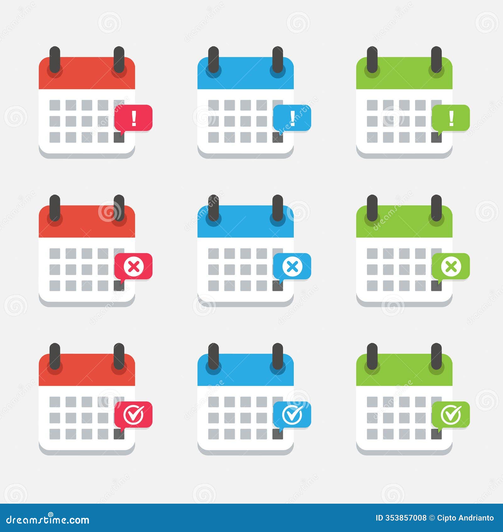 Calendar Deadline Notice or Event Reminder Set Notification Icon, Flat ...