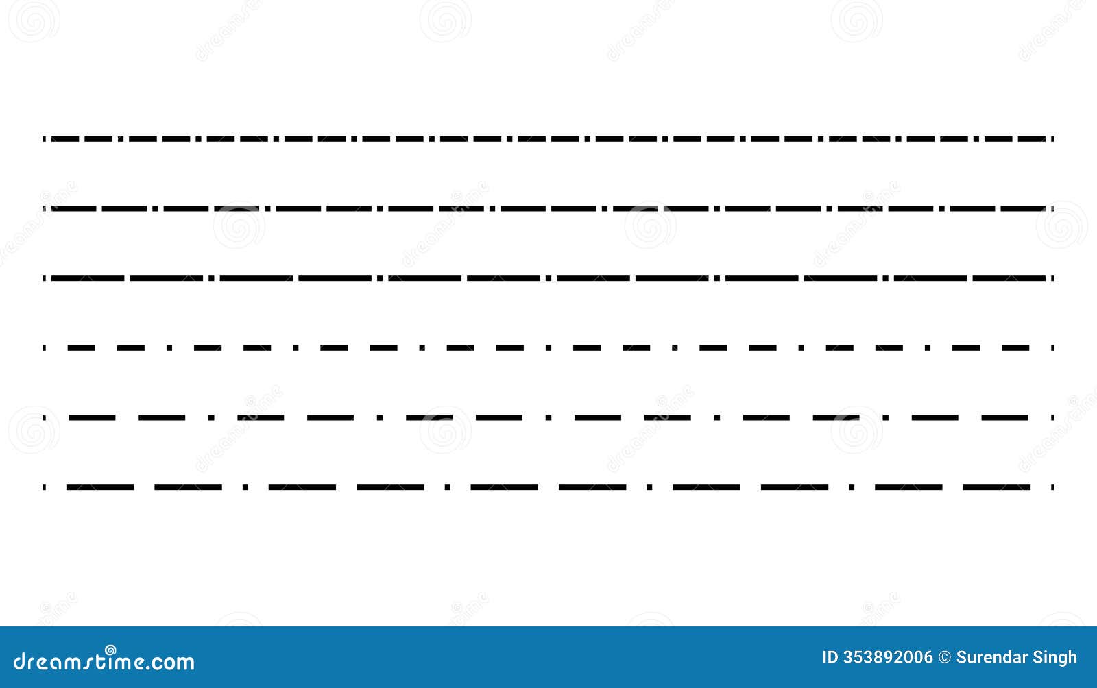 Set of Long Dashed Lines Collection. Different Types of Long Dashed ...