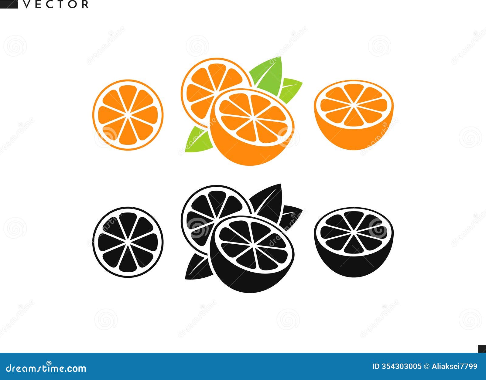 Orange Fruit with Leaves. Citrus Fruit Vector Stock Illustration ...