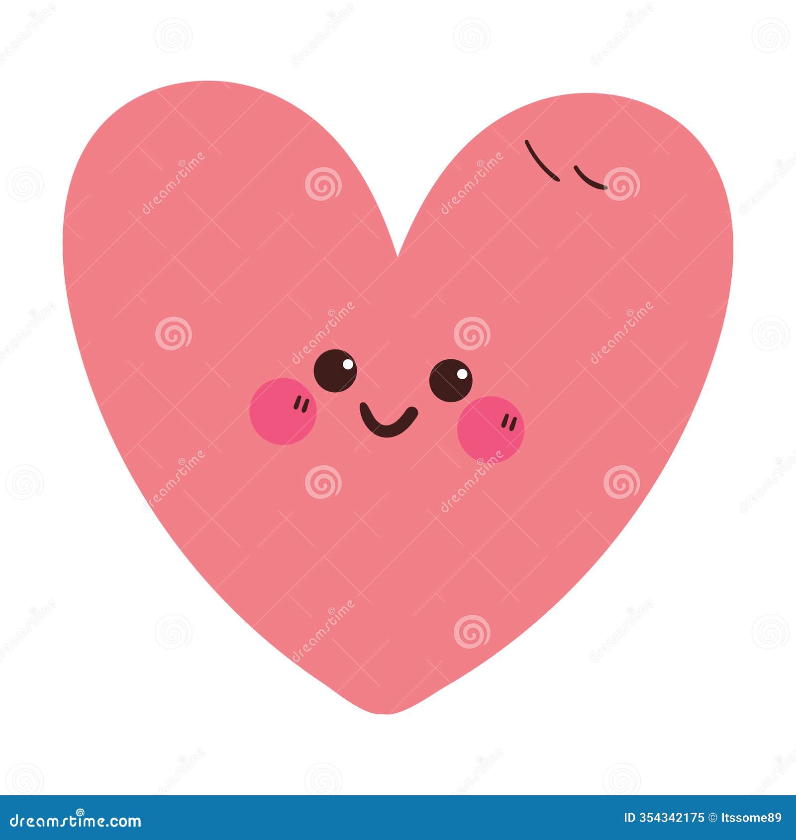Cute Hand Drawing Cartoon Pink Heart Character with Smile Face. Cute Drawing for Valentine ...