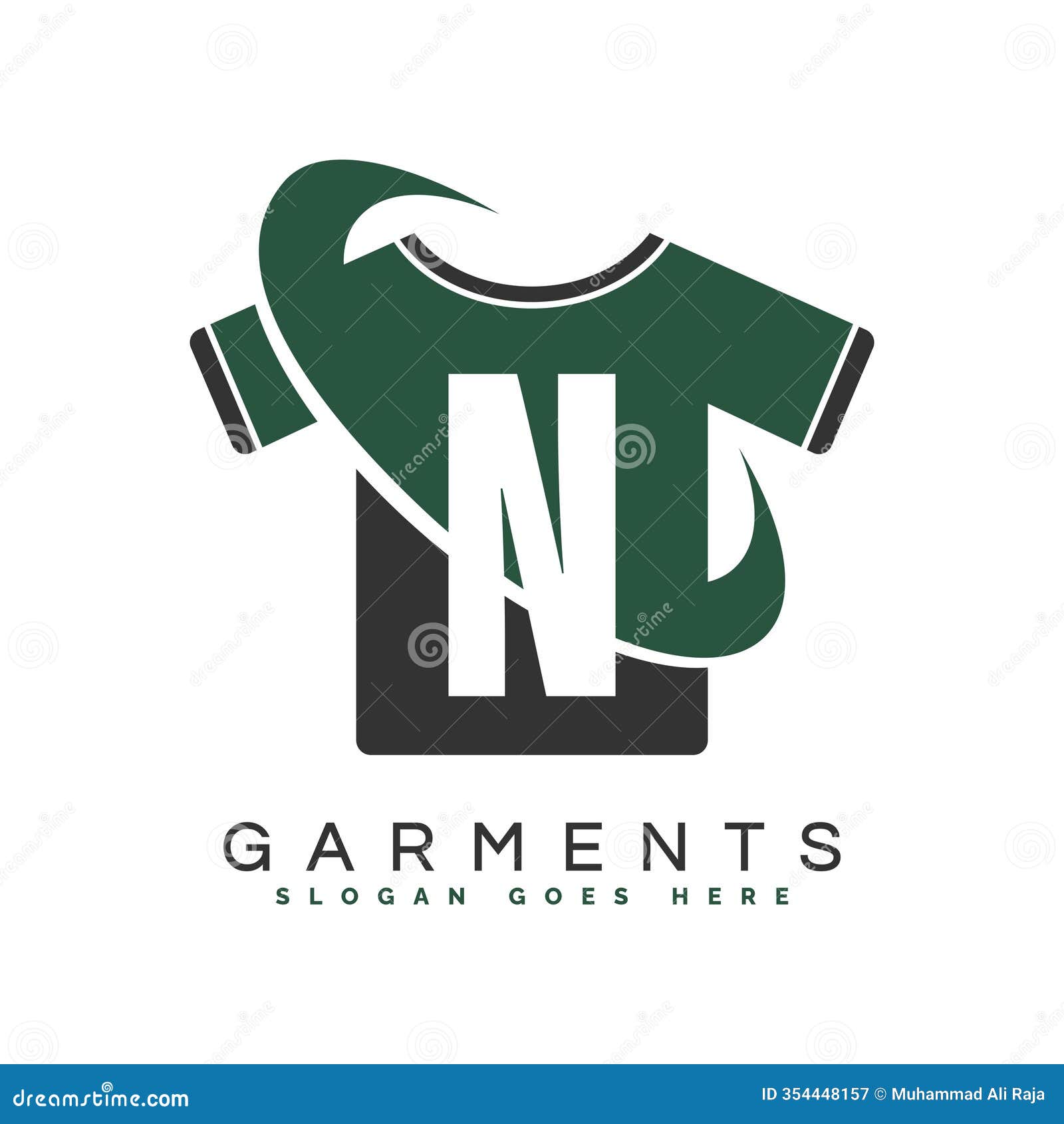 Letter N T-Shirt Logo with Round Concept. Alphabet N Garments Moon Face ...