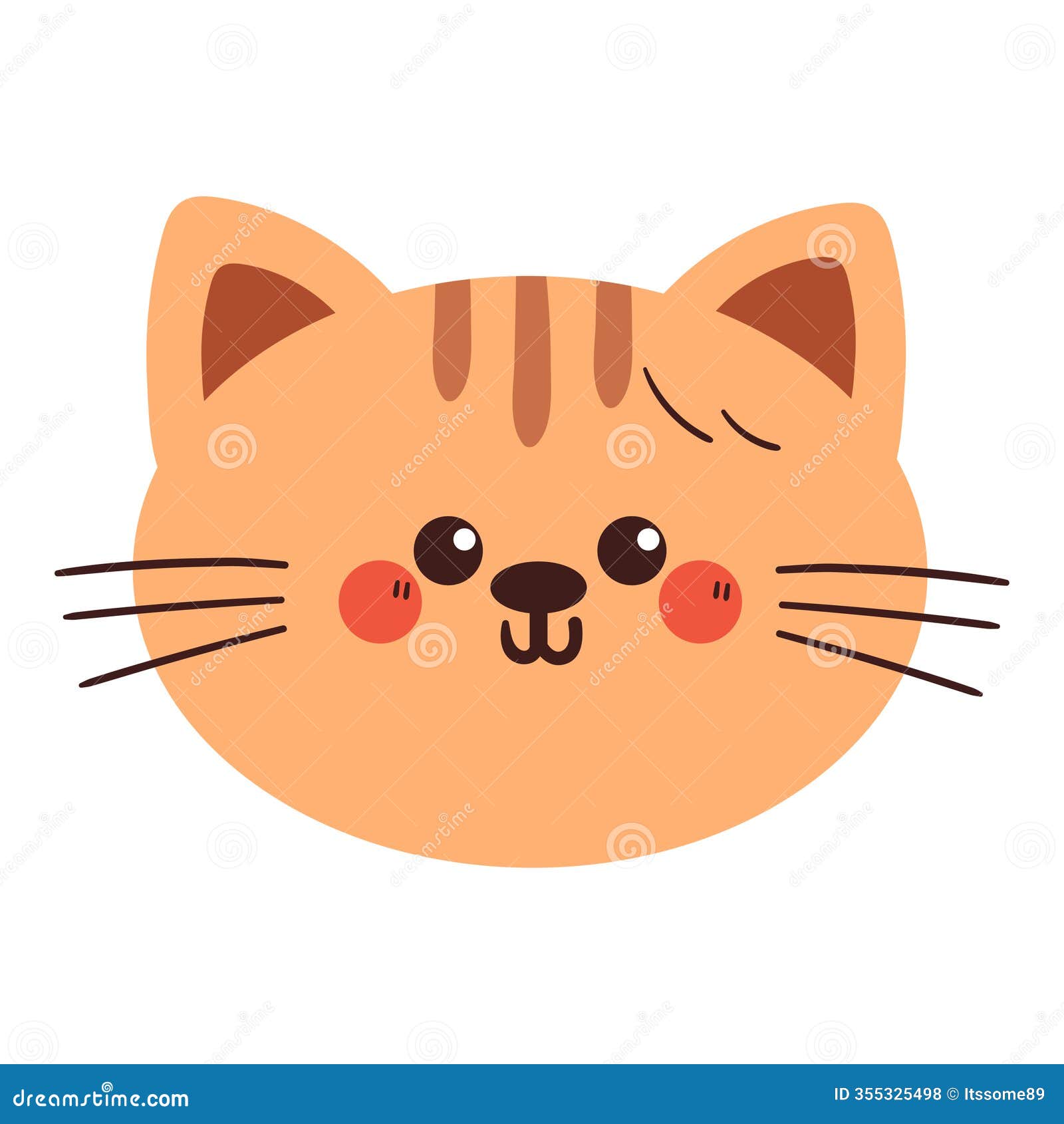 Hand Drawing Cartoon Cat Head. Cute Animal Drawing, Doodle Stock Vector ...