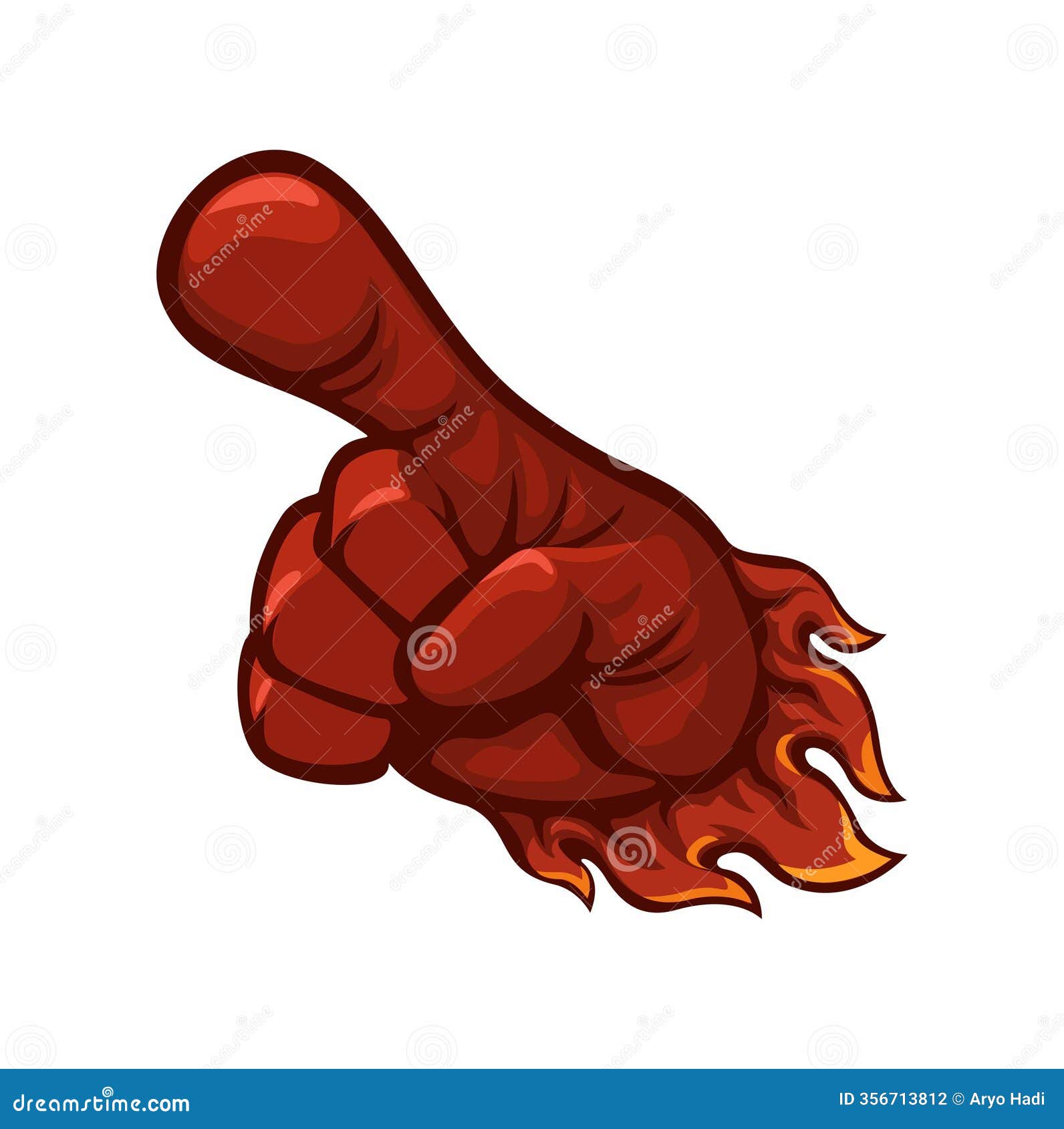 Fire Hand Pointing Finger Gesture Symbol Cartoon Illustration Vector ...