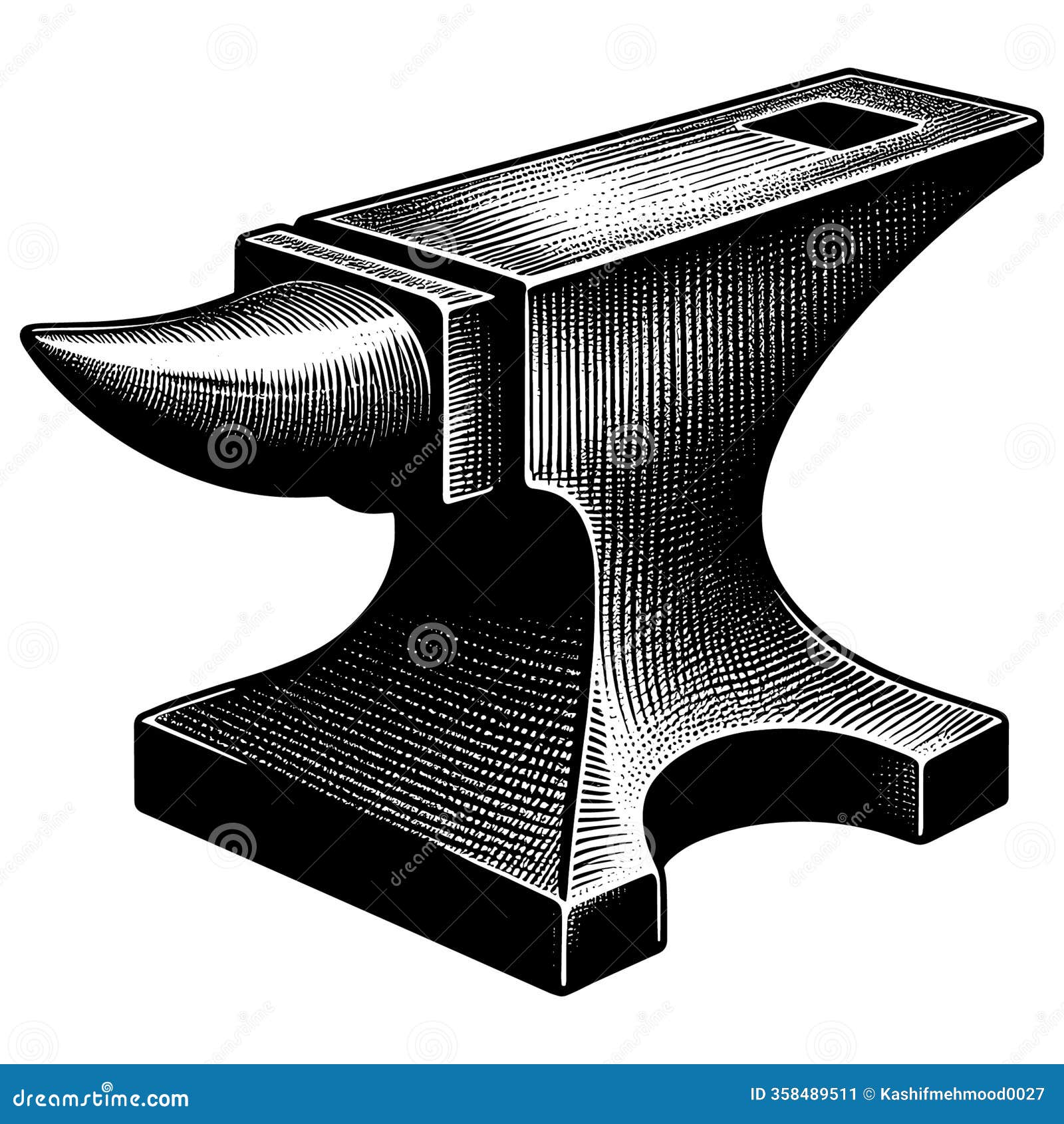 Vintage Style Anvil Illustration with Detailed Metal Texture and ...