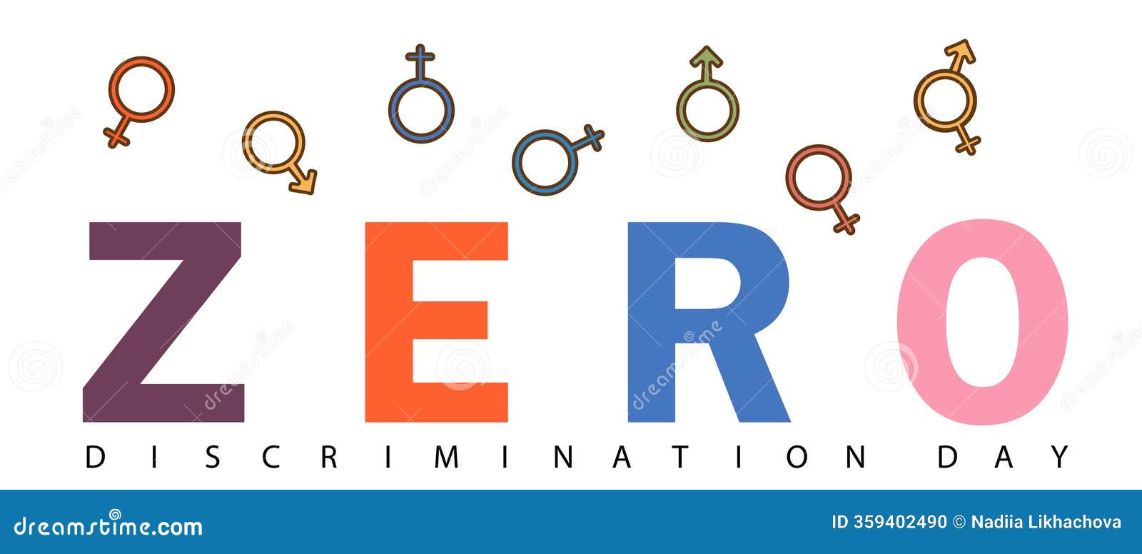 Zero Discrimination Day Design with Bold Typography and Gender Symbols ...