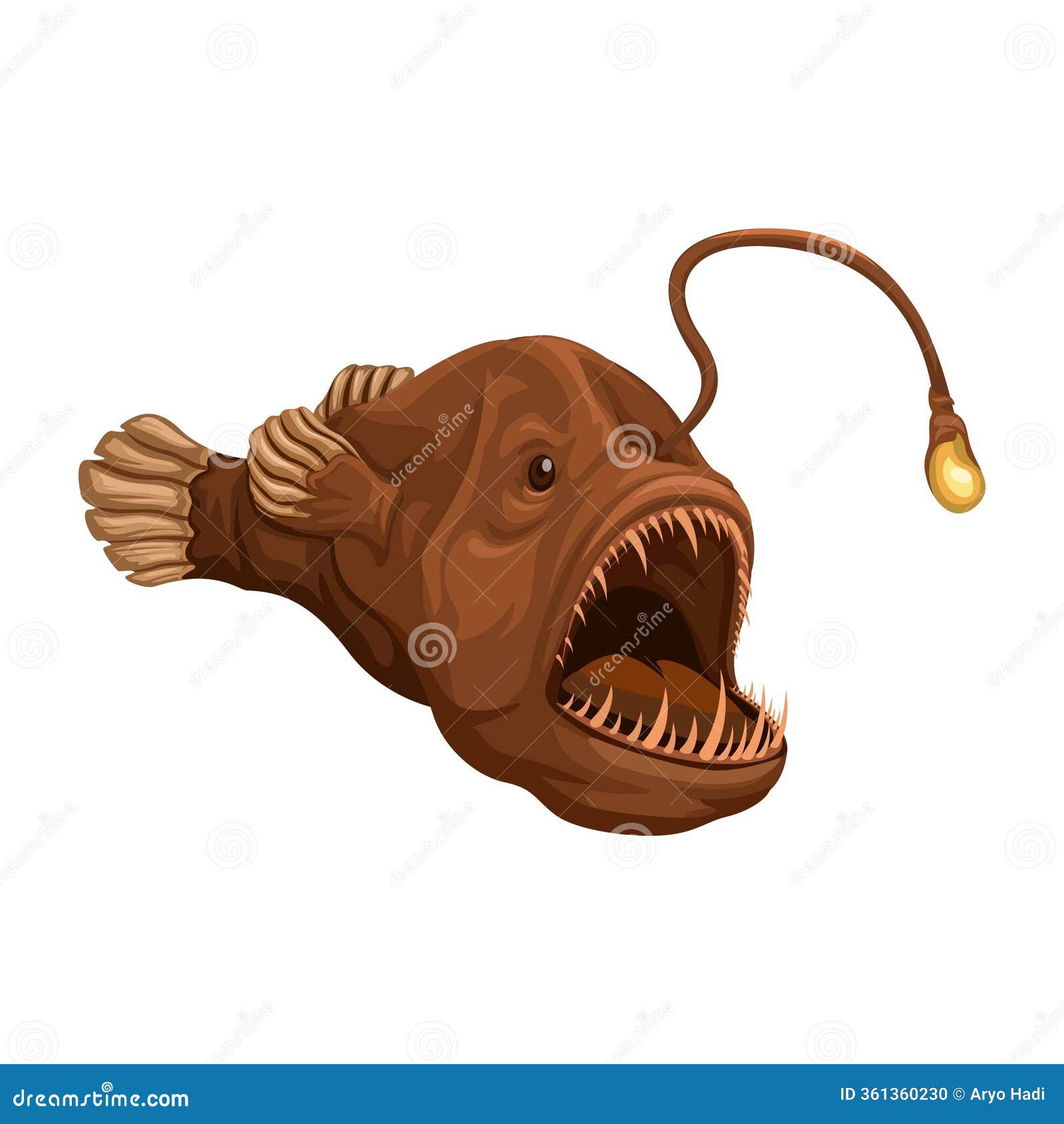 Anglerfish Deep Water Creature Cartoon Illustration Vector ...