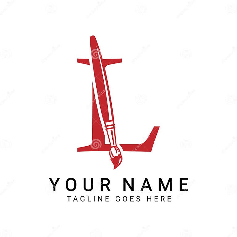 Letter L Painting Brush Logo Design. Alphabet L Painting Artist Icon ...