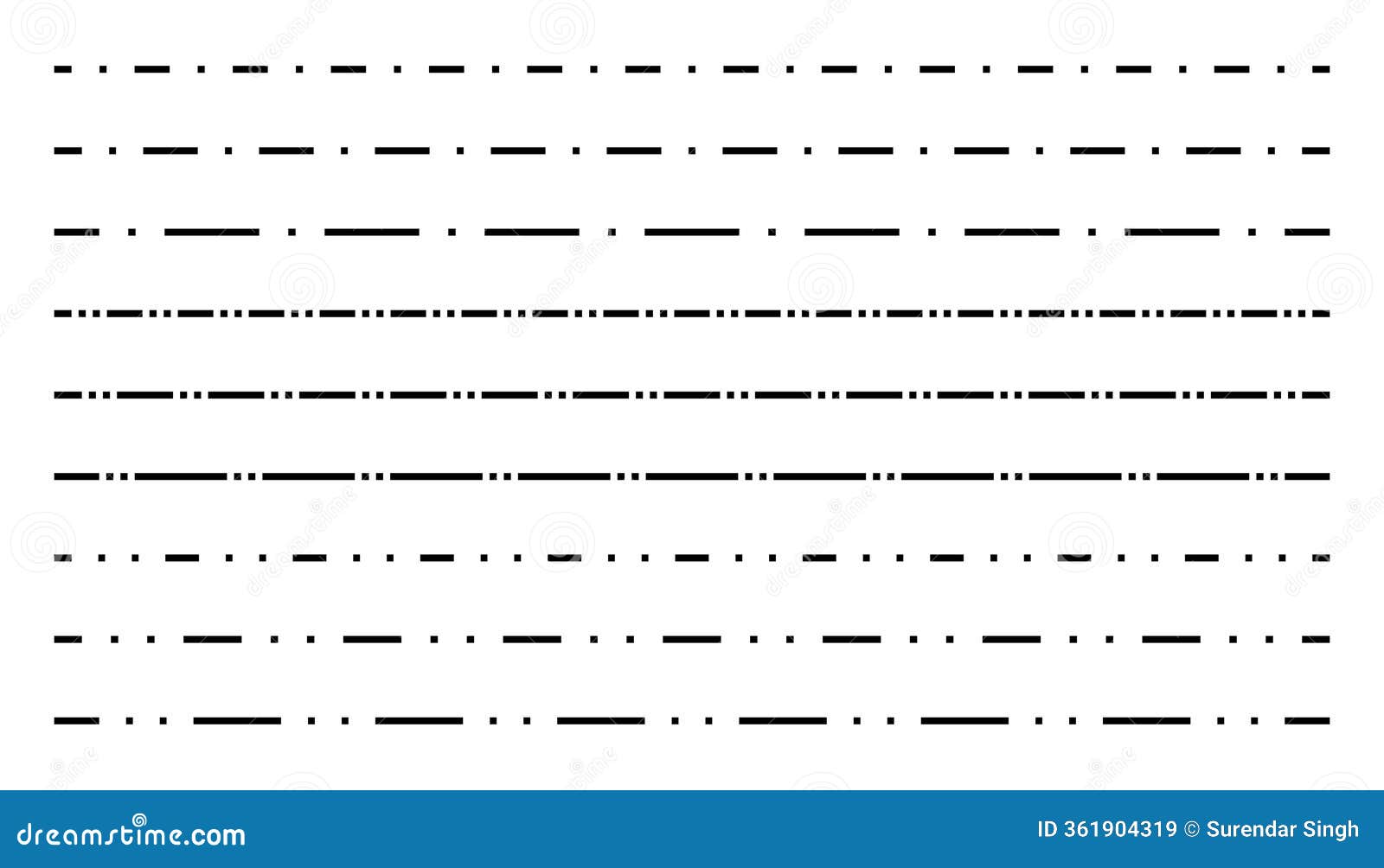 Set of Long Dashed Lines Collection. Different Types of Long Dashed ...