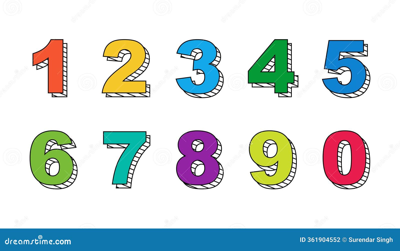 Colorful 1 To 10 3d Number Vector Icon Isolated on White Background, 3d ...