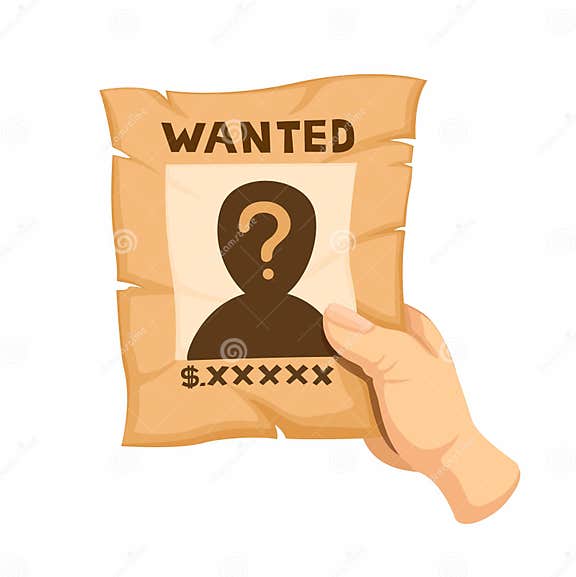 Wanted Person Poster Paper Information on Hand Cartoon Illustration ...
