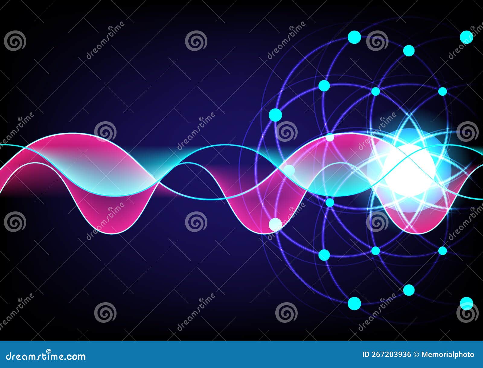 Atom Structure Science,digital Sound Wave,futuristic Networking ...